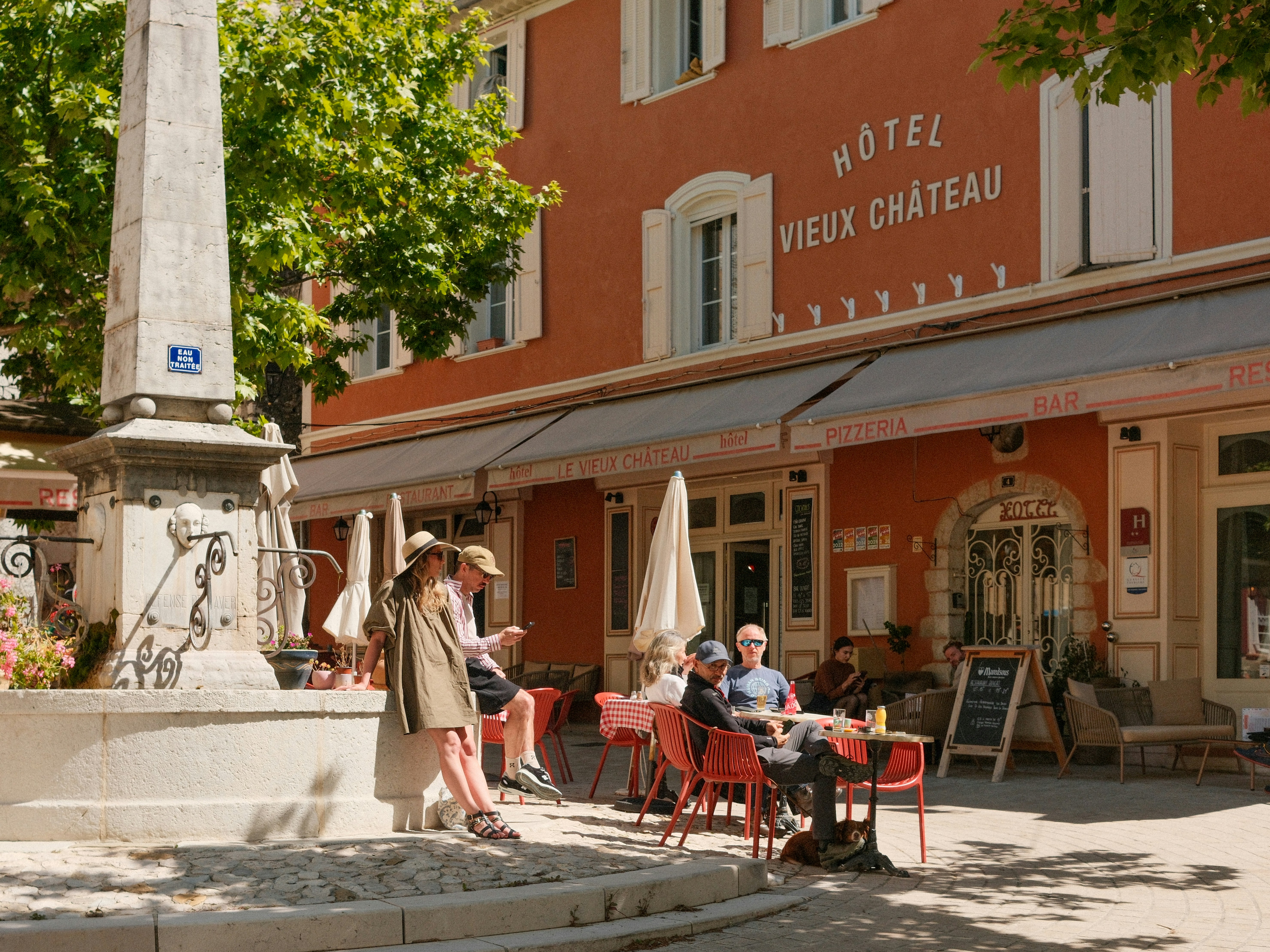 Sunlit Terrace at Hôtel Vieux Château