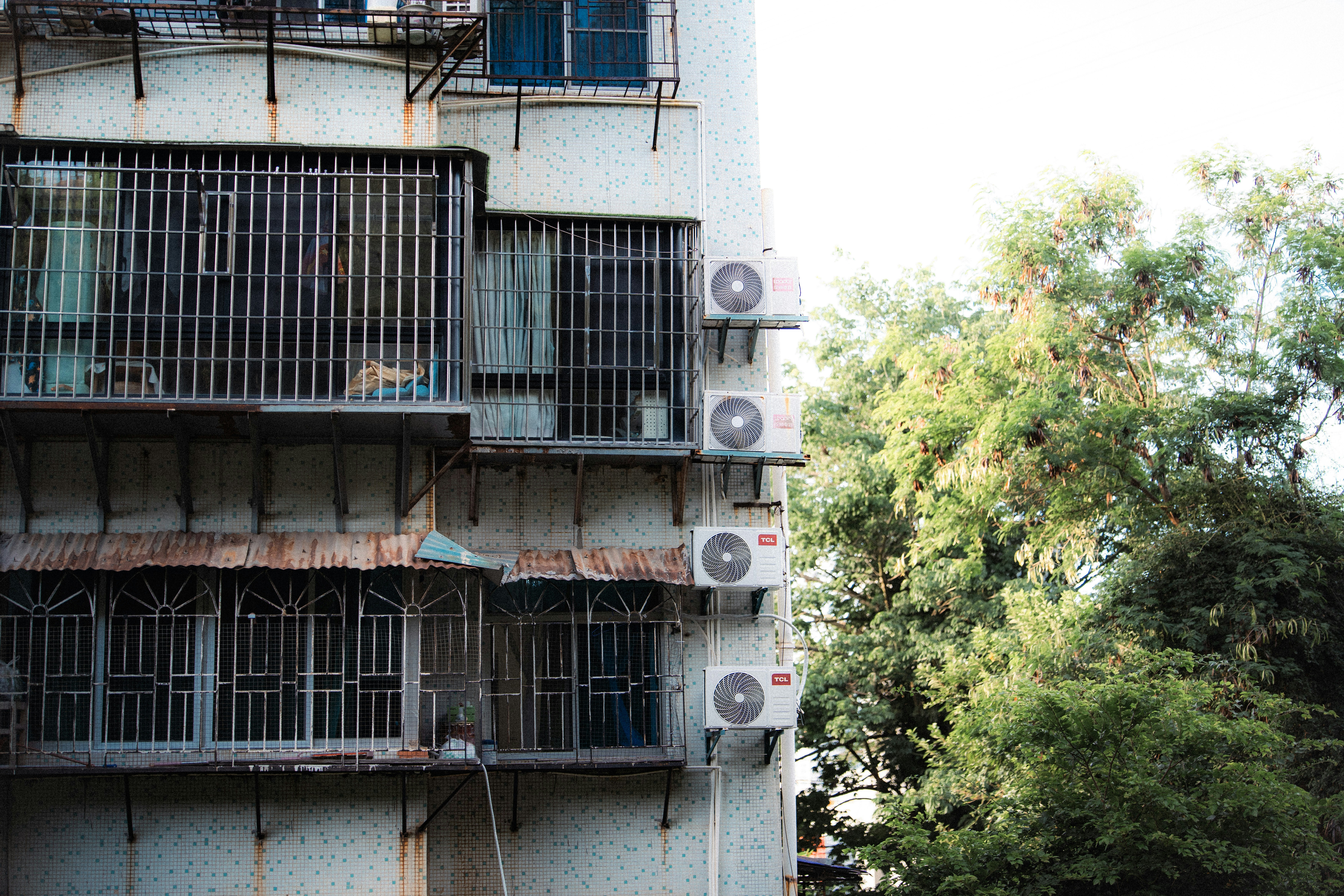 Balconies and Ductwork: An Urban Facade in Quiet Light