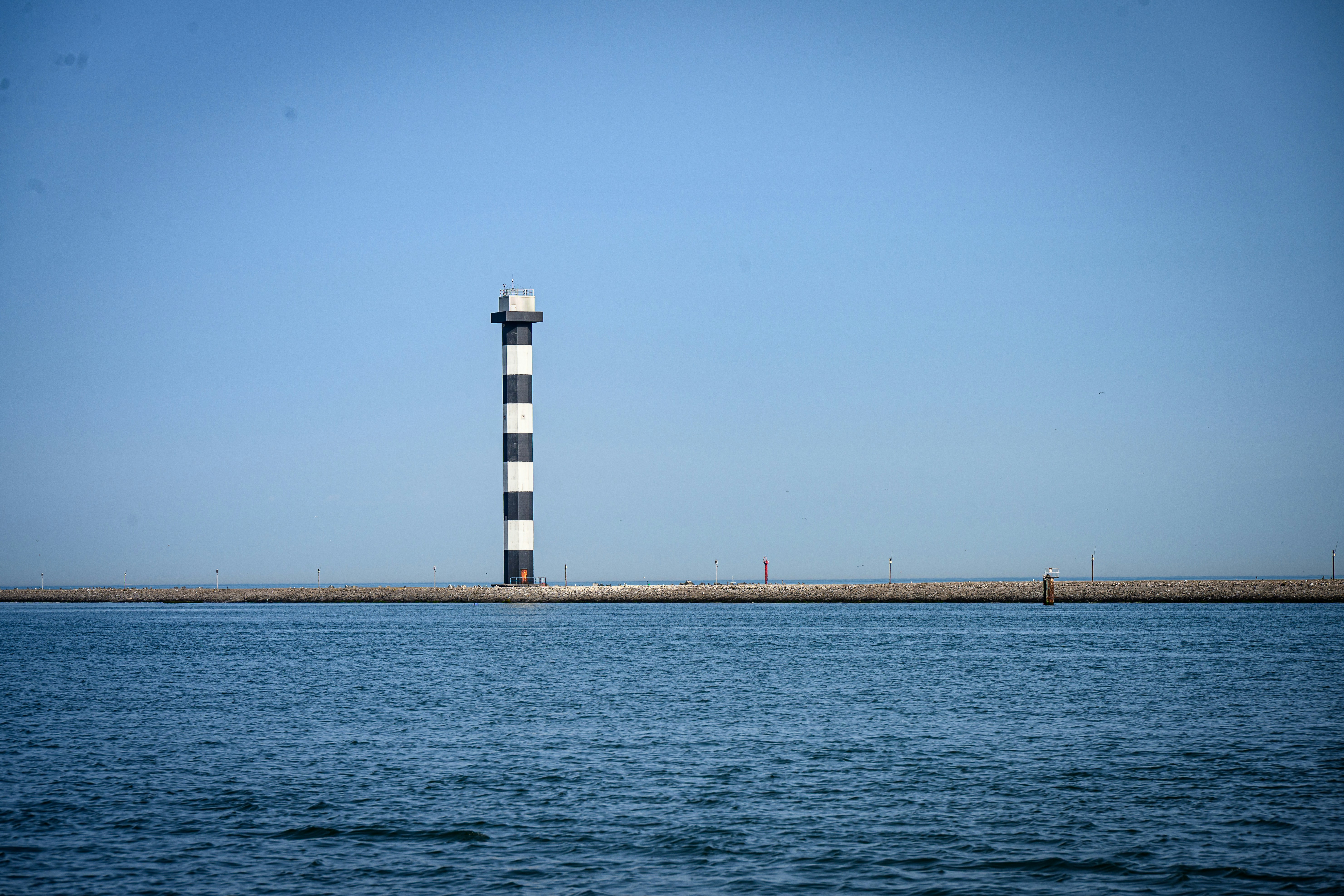 Stripe Sentinel Over Quiet Waters