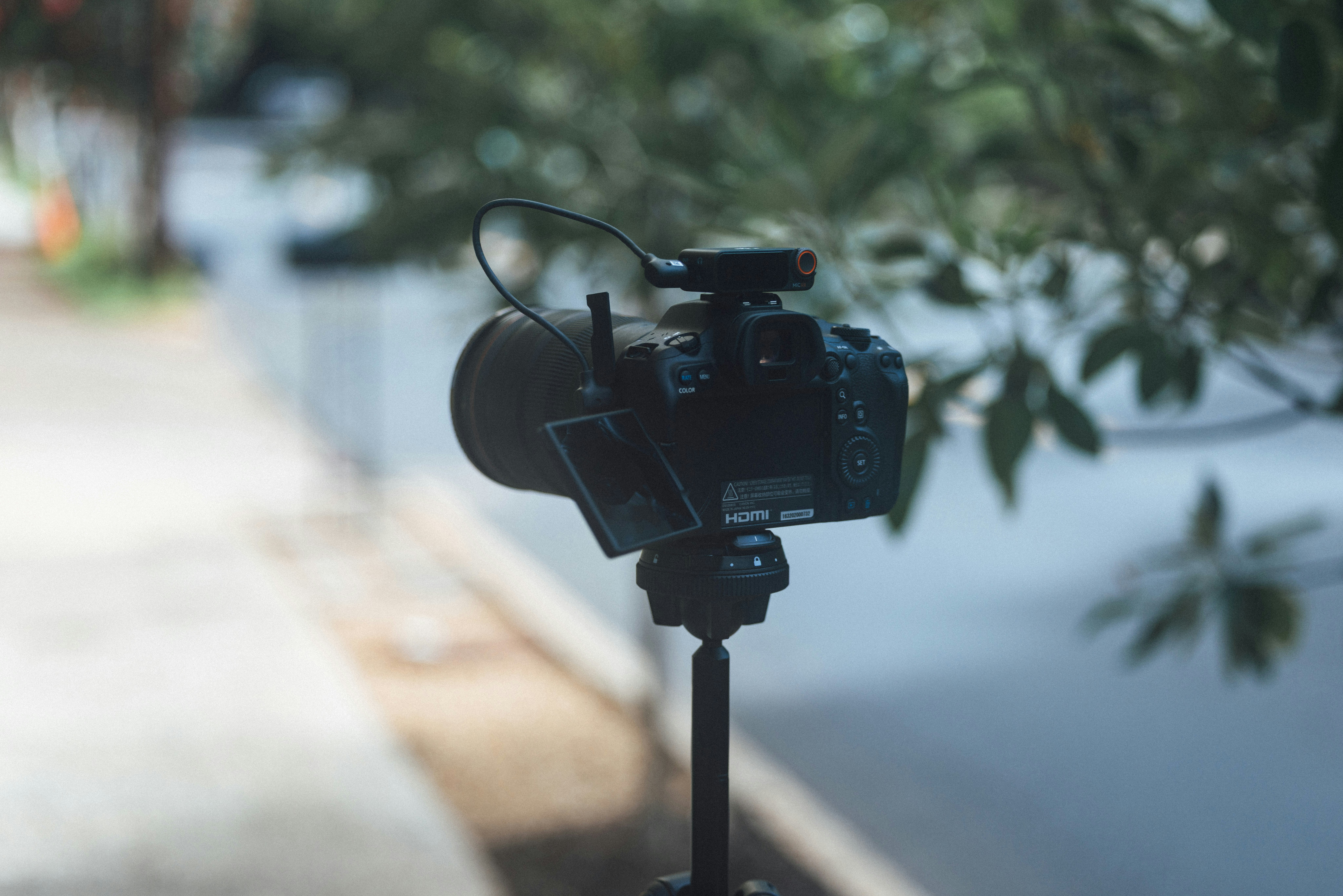 Vlog Setup on a Quiet Street: The Studied Telephoto Reveal