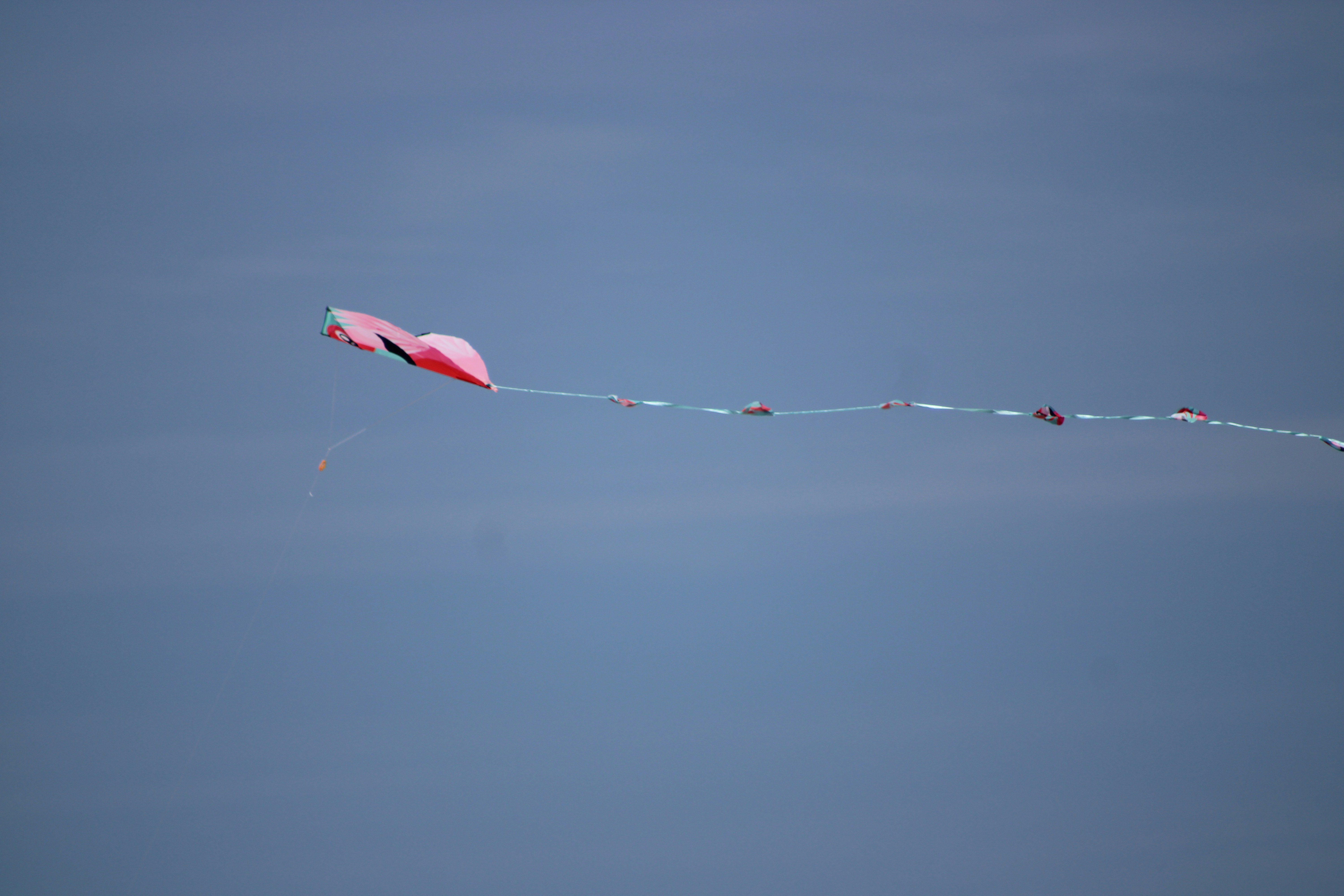Tiny flag in a vast blue sky