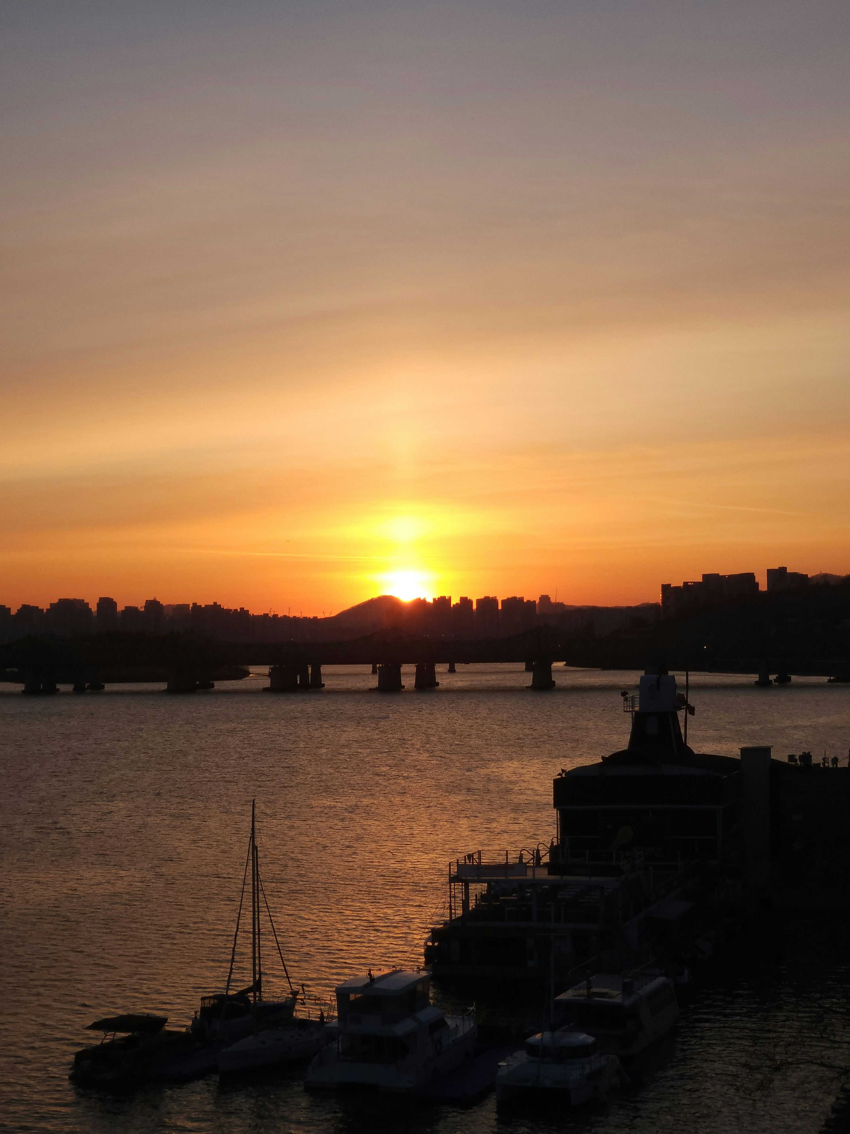 Sunlit Silhouette Over the Waterfront