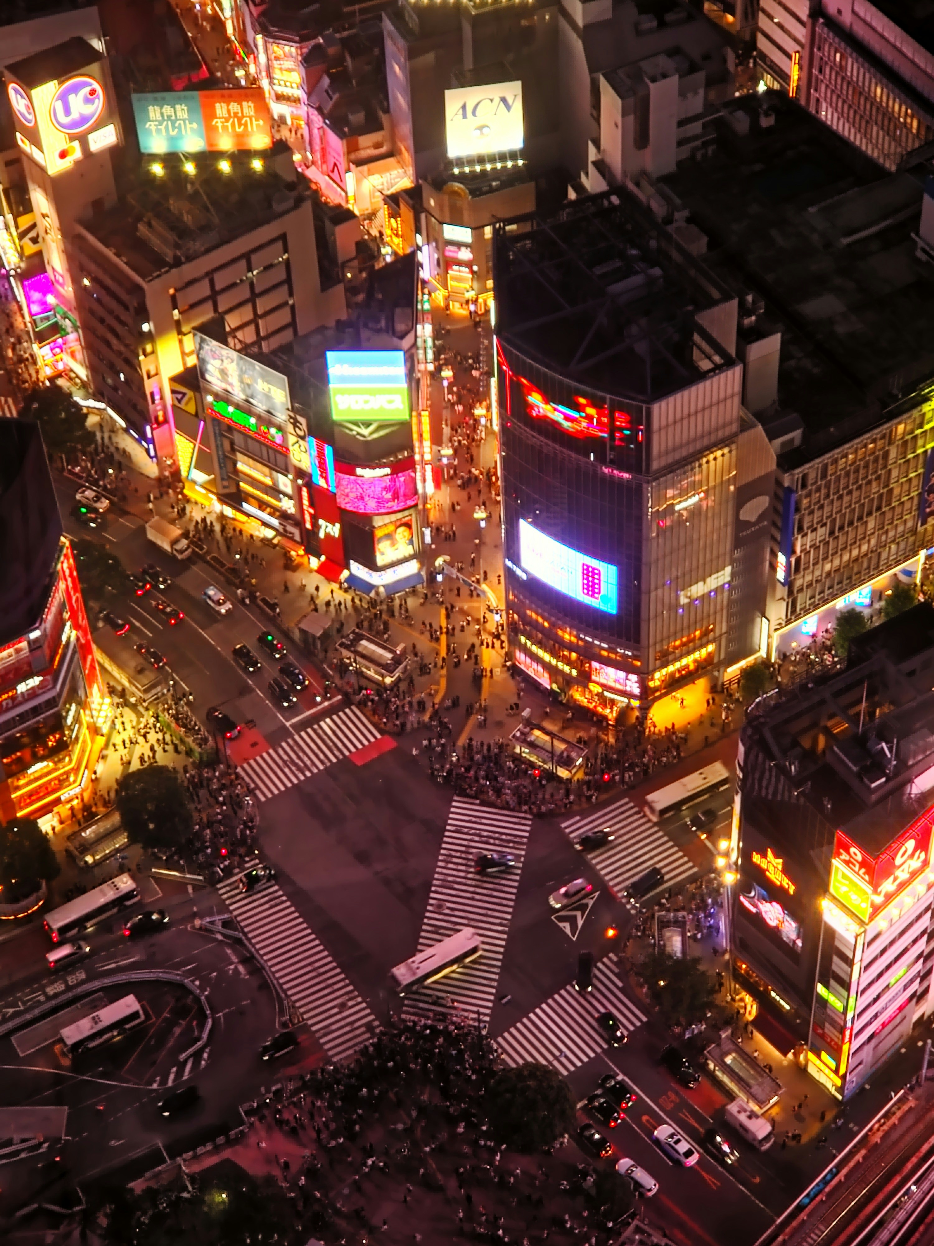 Neon Crossroads: A Bird’s-Eye Night in Times Square-like Grid