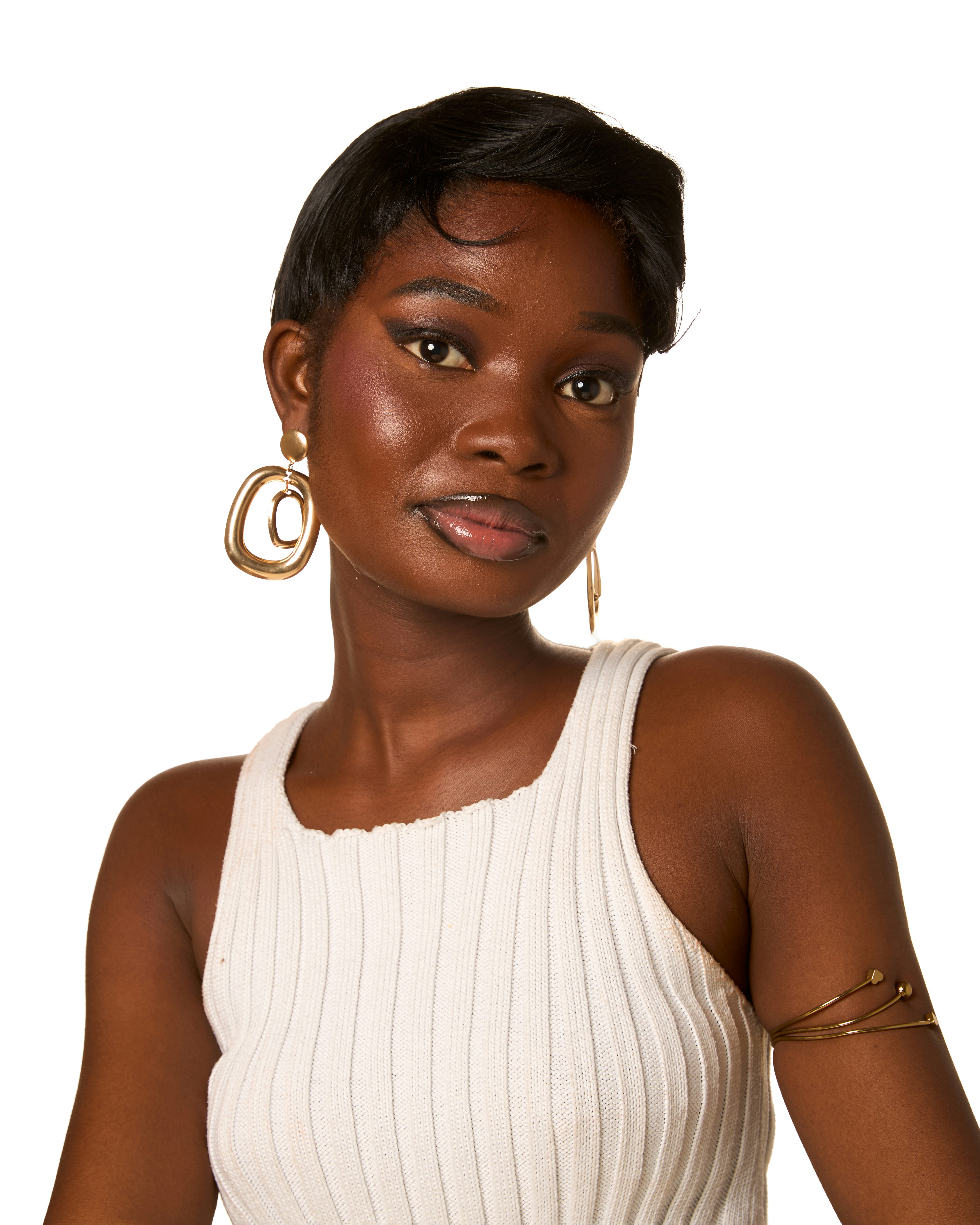 Graceful Portrait: Quiet Confidence in White Knit