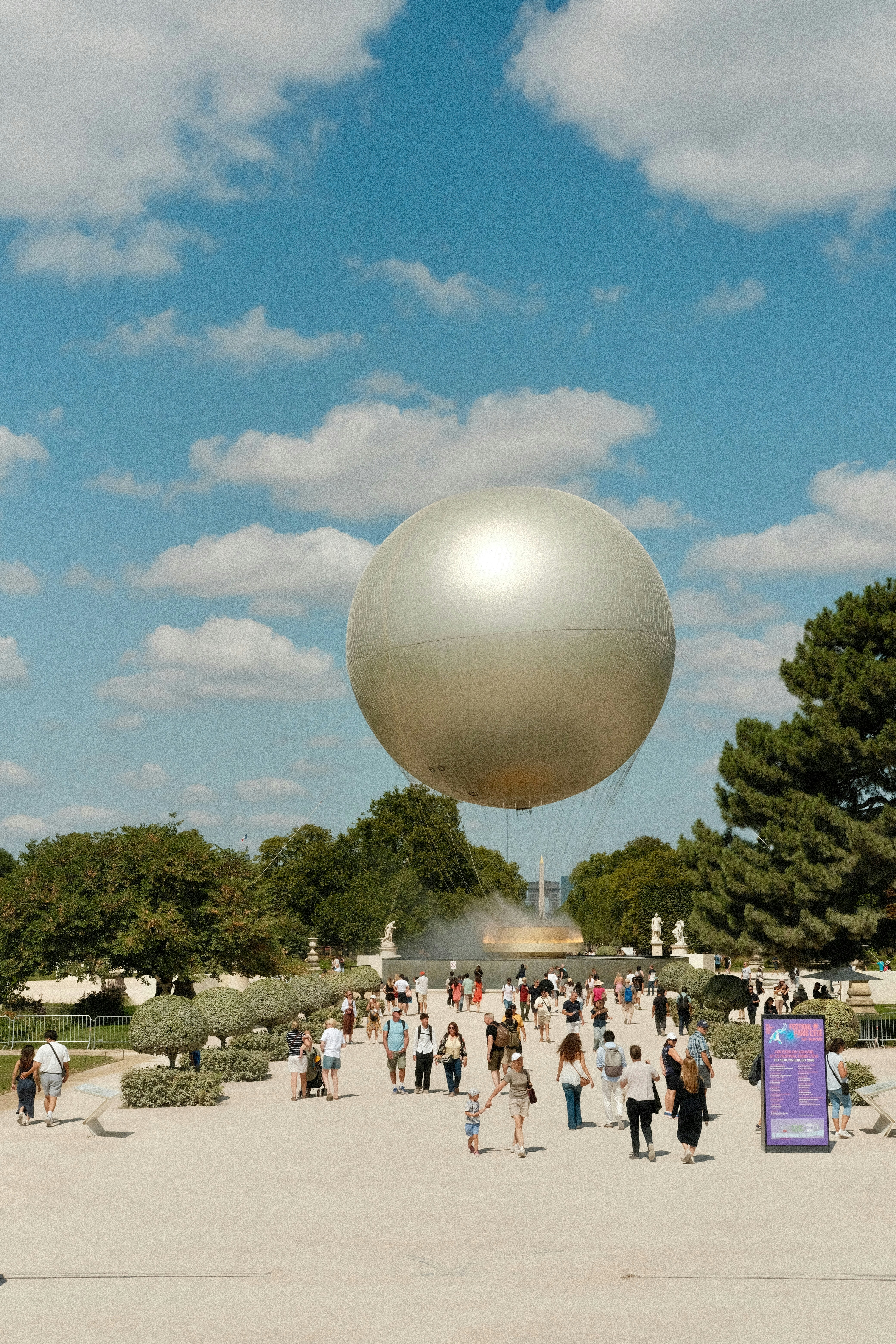 Giant Sphere Overlooking a Picnic Avenue