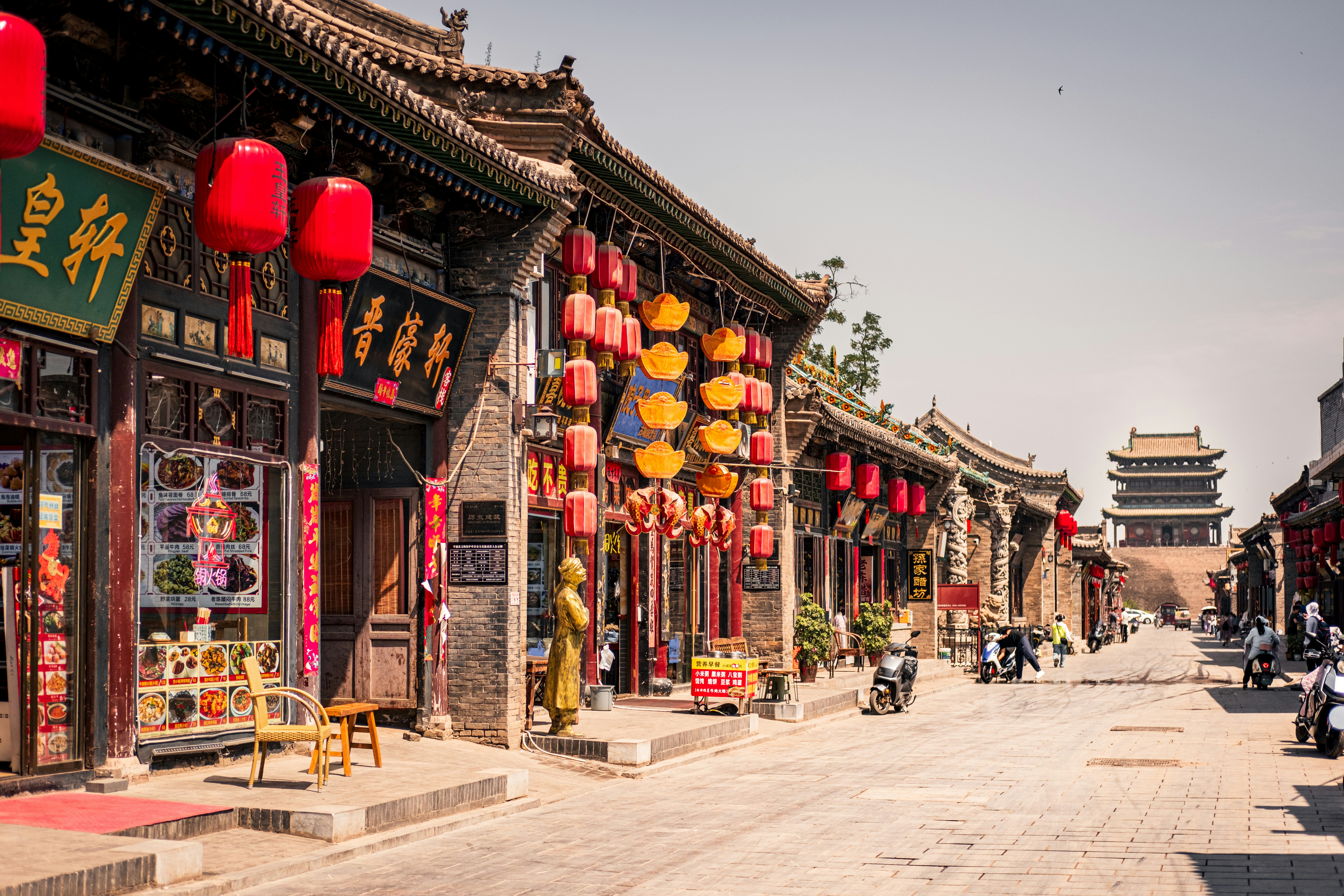 Lanterns and Lantern-Lit Street Corridor
