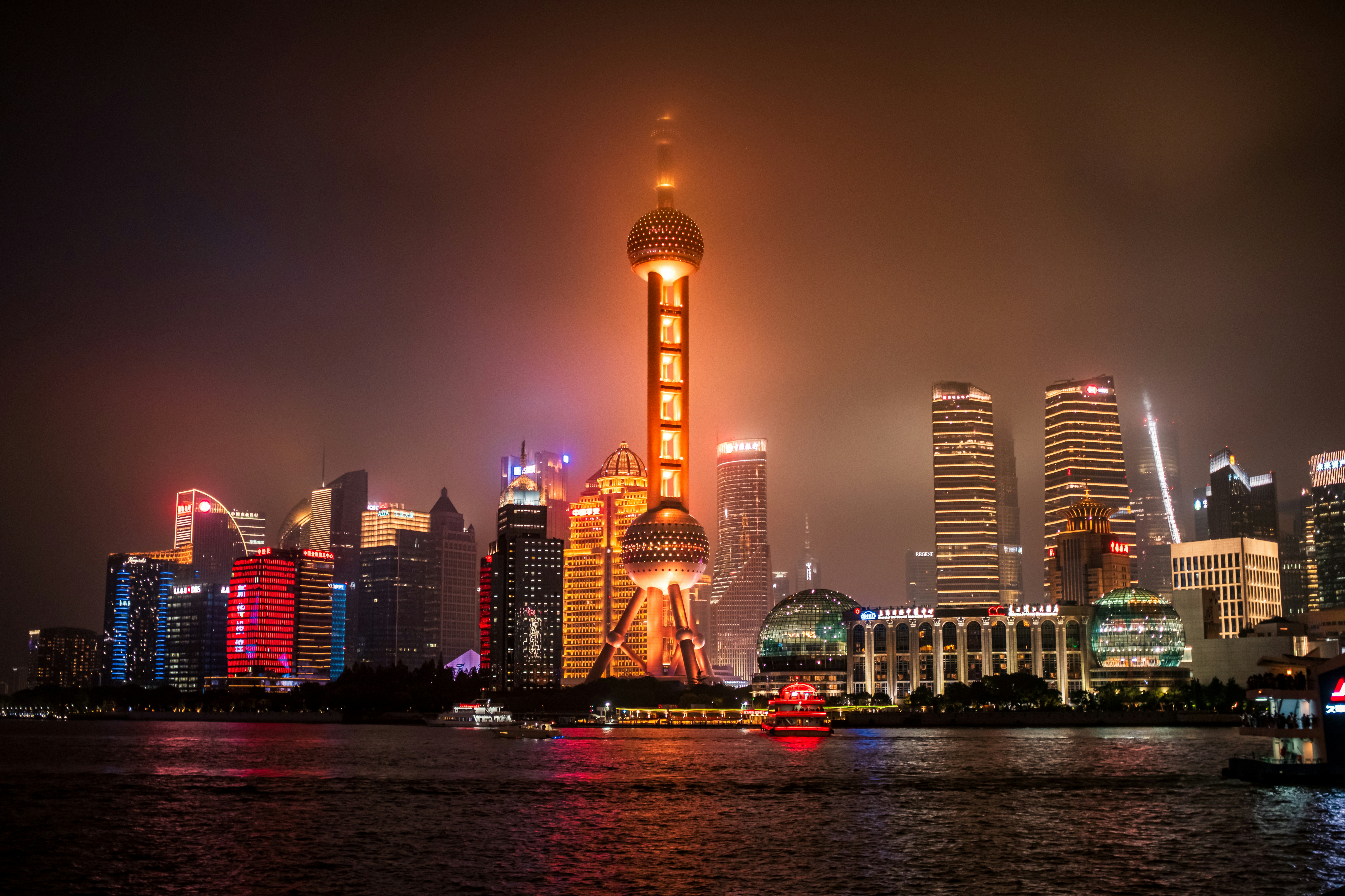 Neon Spine Over the Bund: Shanghai Night Silhouette