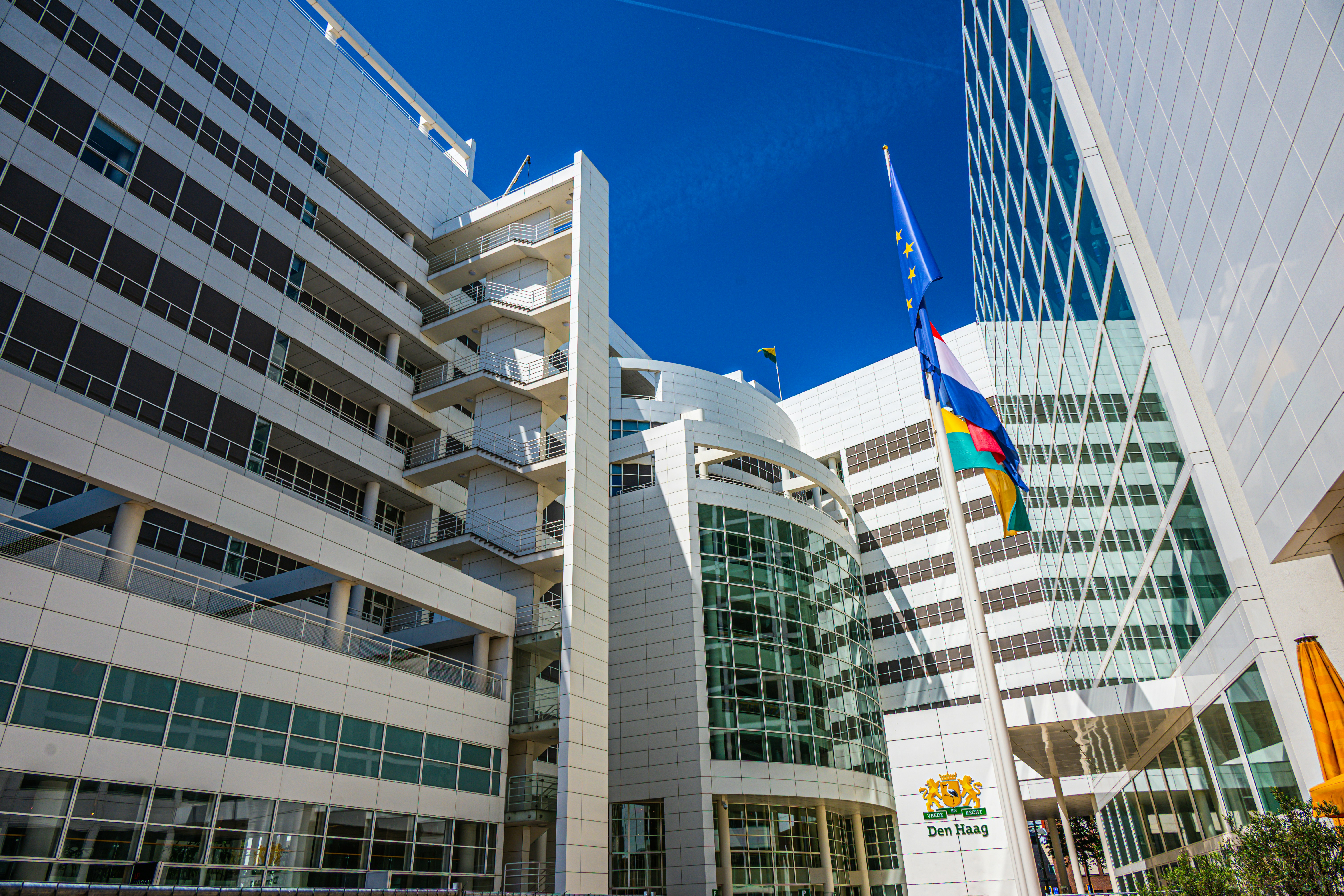 Skyward Glass and Steel: A Cityscape of Angled Facades