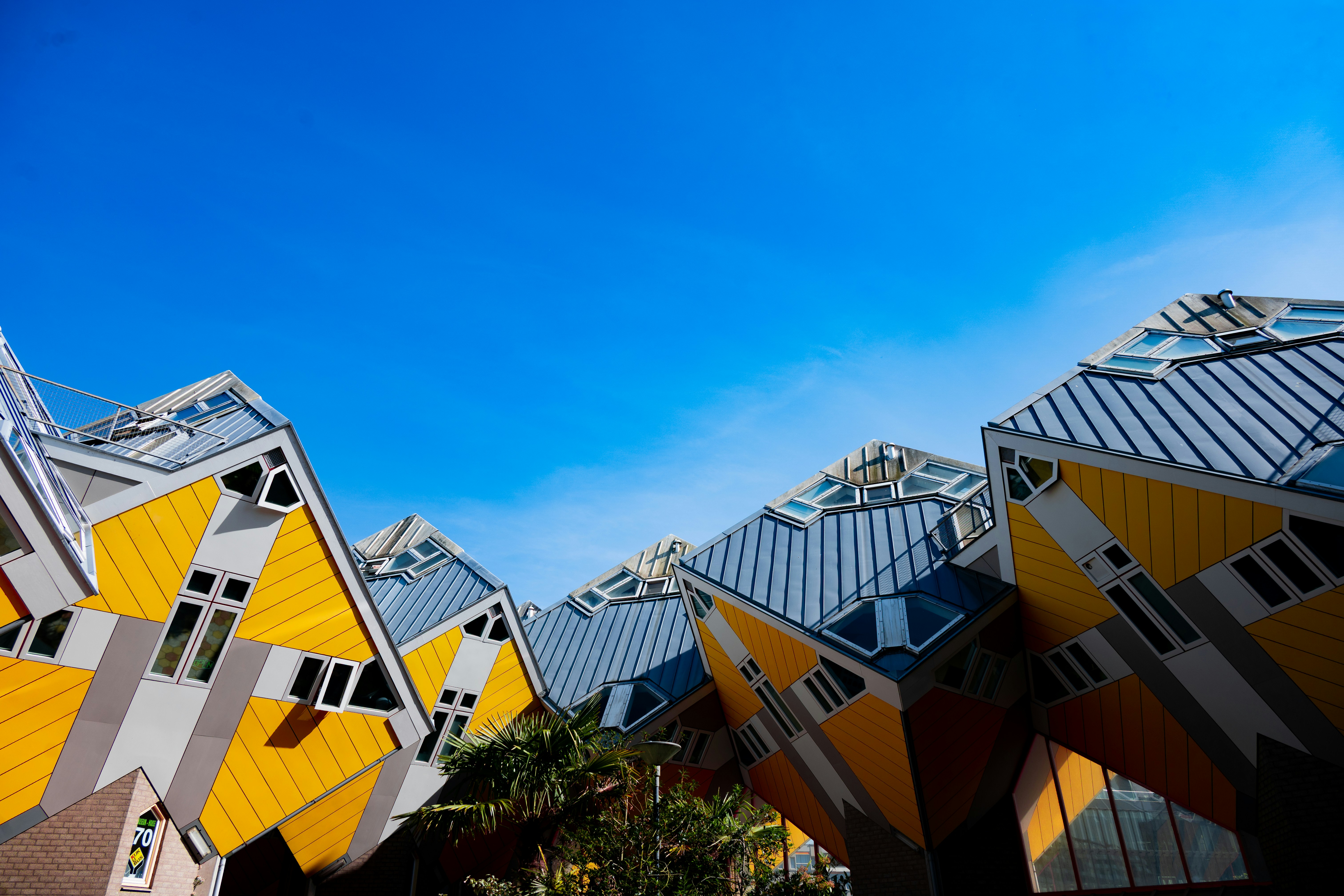 Cubic City: Colorful Facades Rise Against a Clear Blue Sky