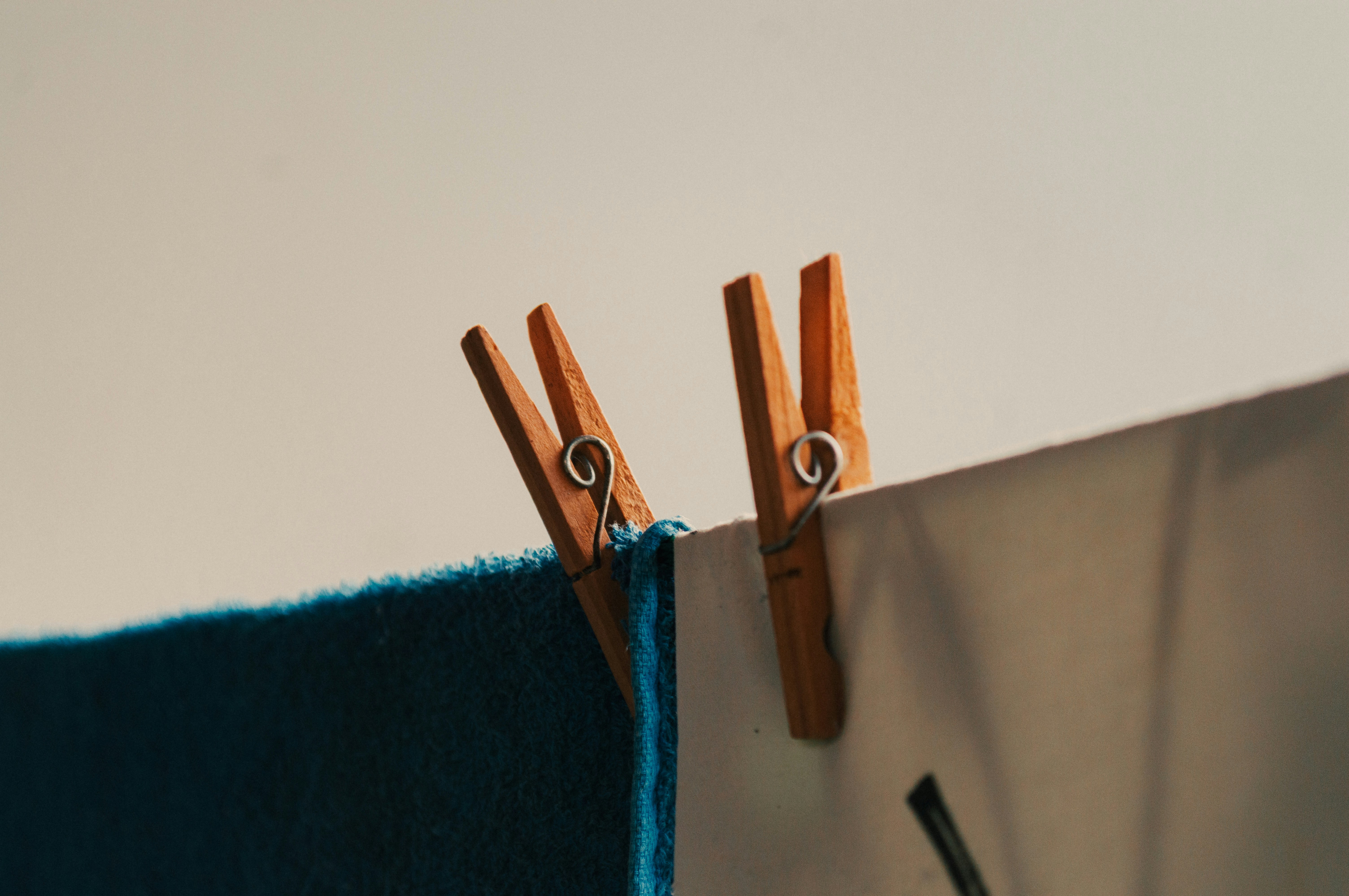 Clothesline Portrait: Clothespins on a Quiet Laundry Line