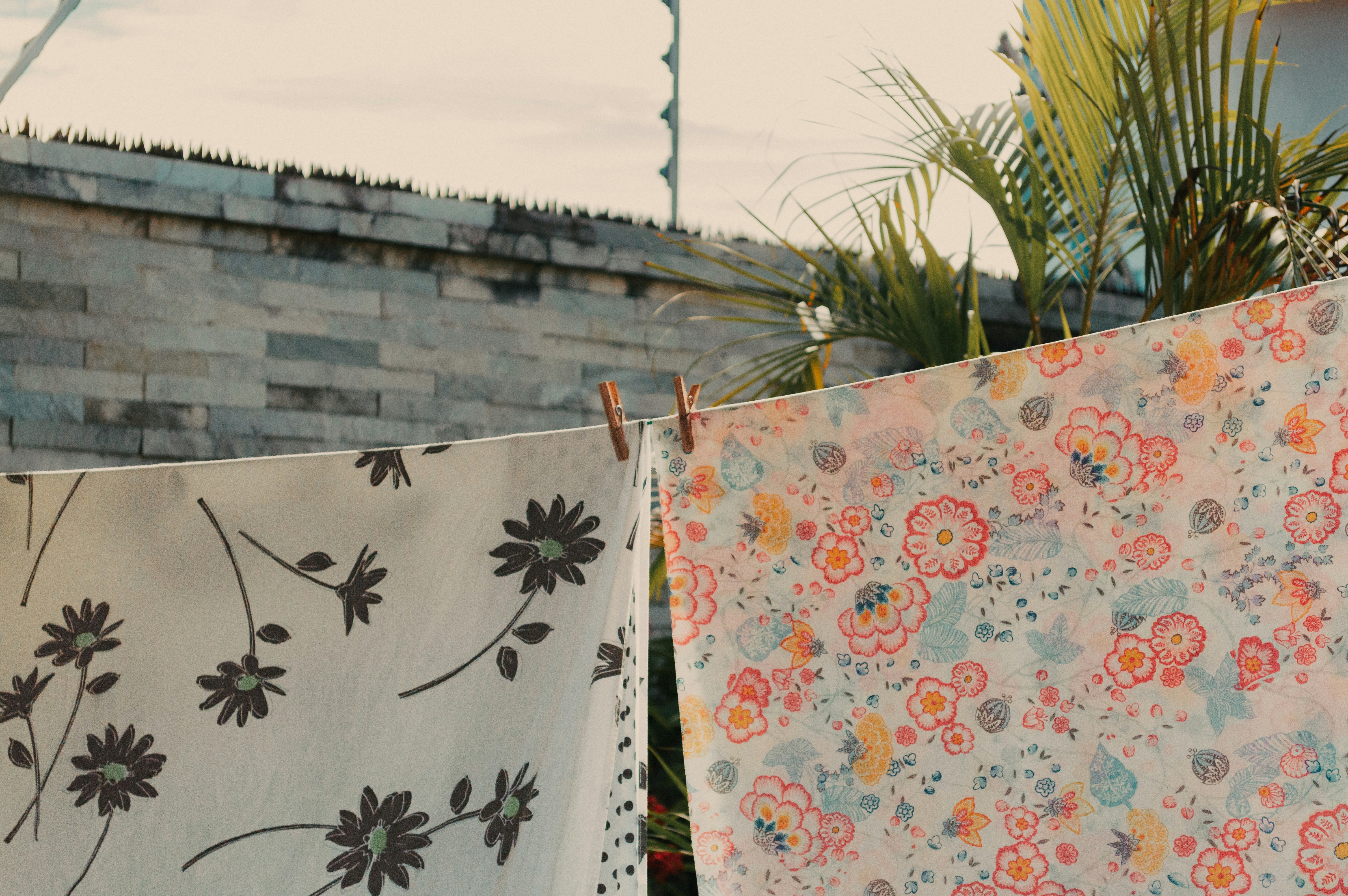 Colorful Fabrics Dancing on the Line Under Soft Afternoon Light