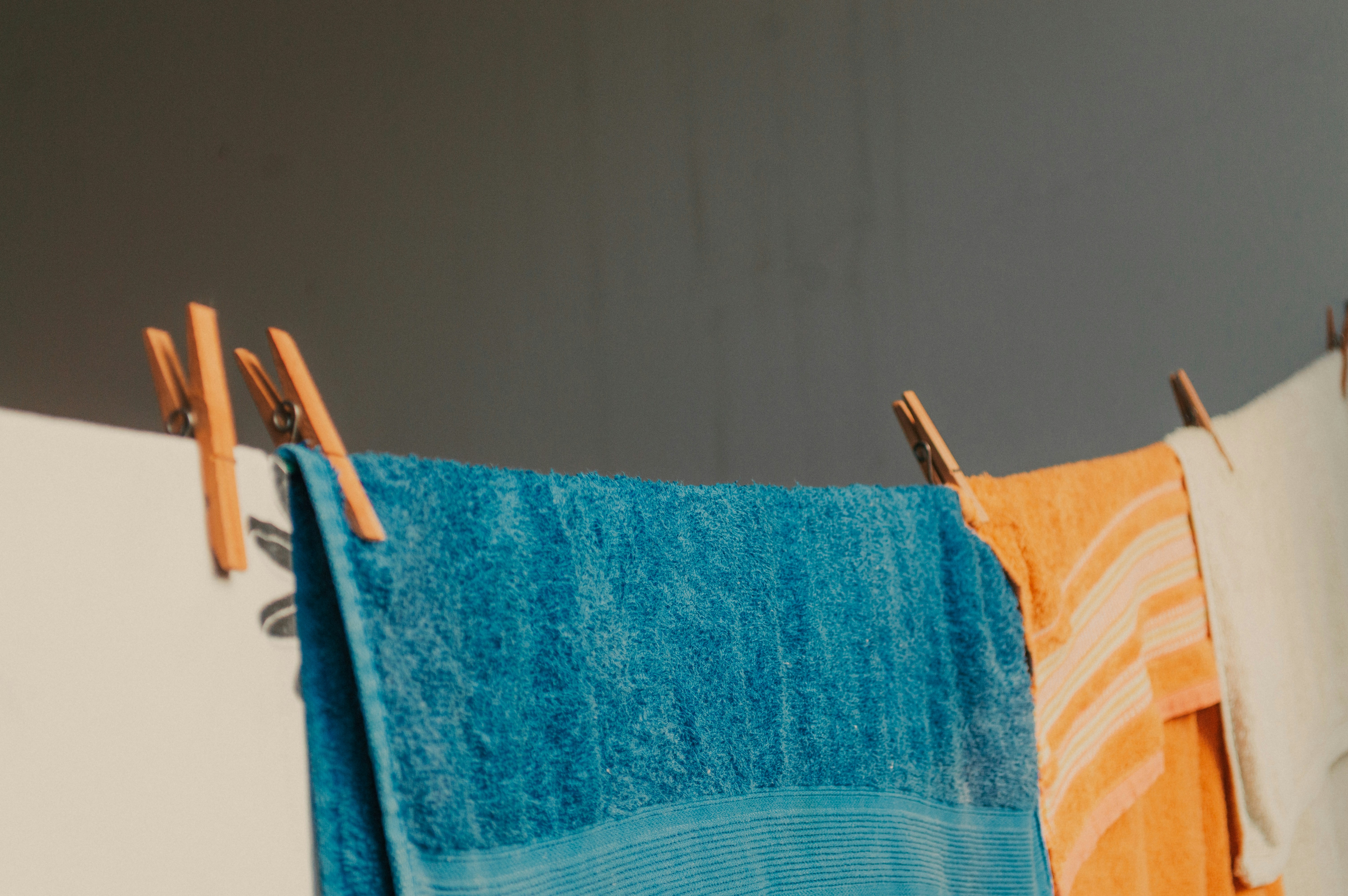 Laundry Day Portrait: Towels Draped Over a Line