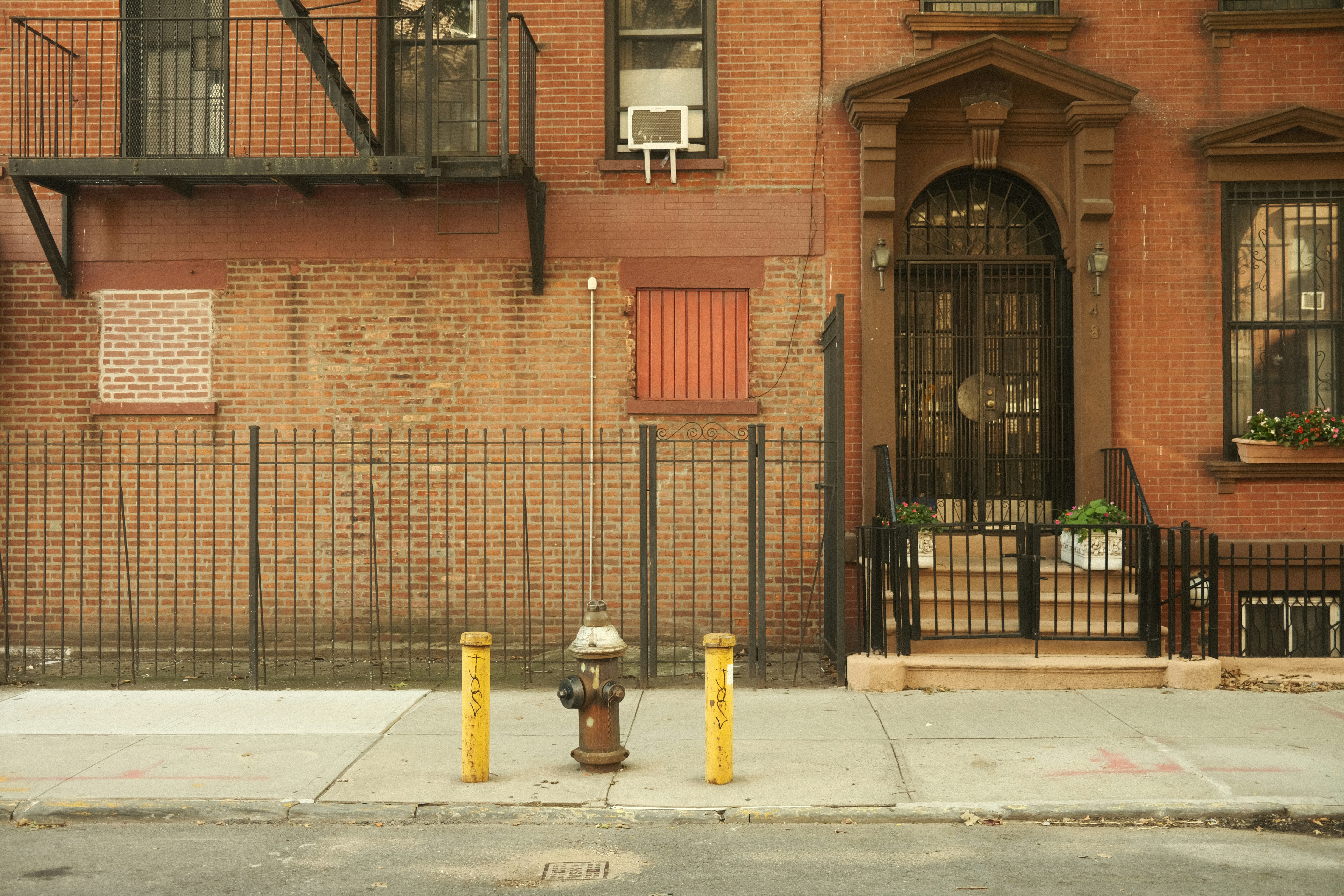 Brick Facade, Iron Gate, and Street Fire Hydrant Quartet