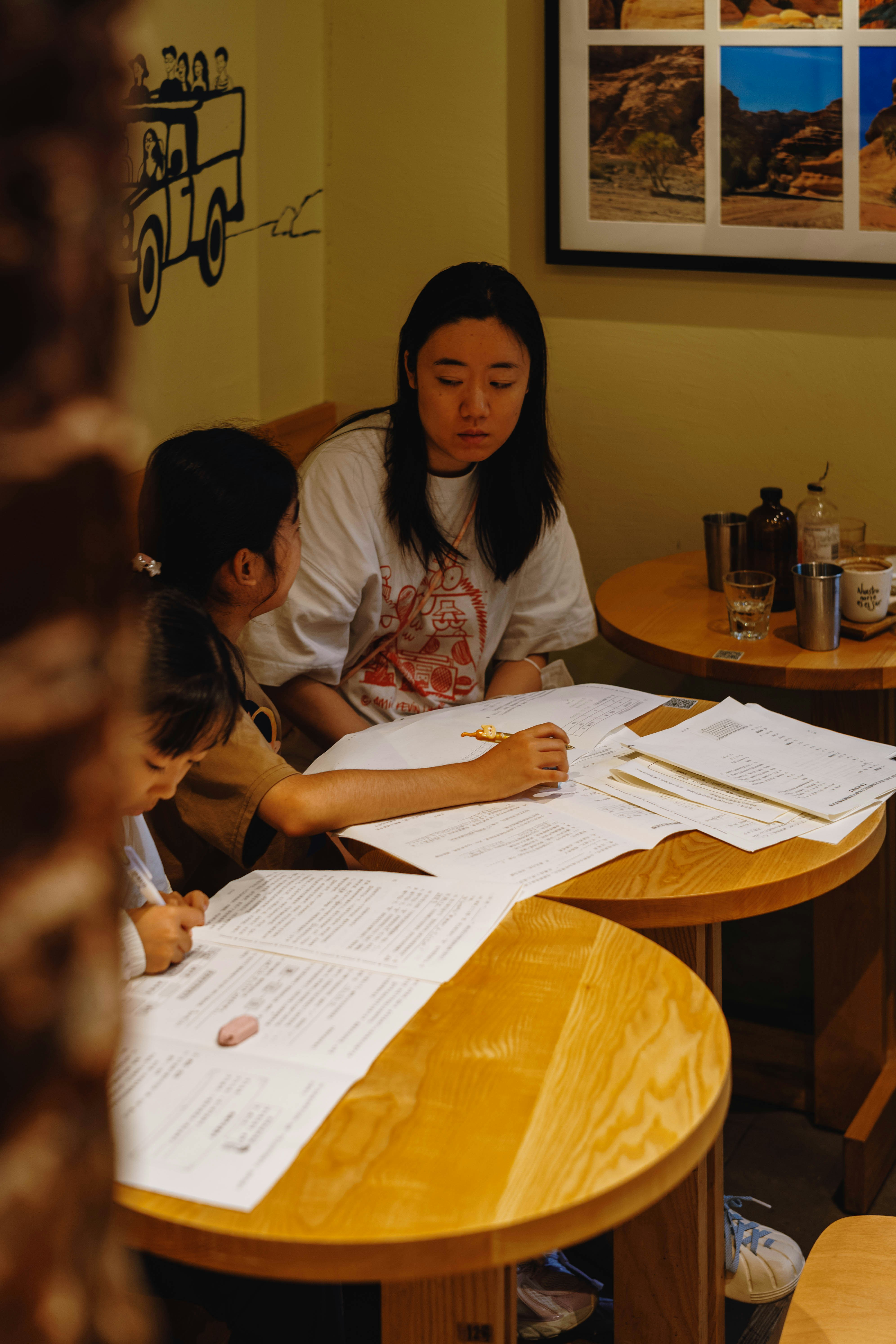 Study Circle at a Cozy Café Corner