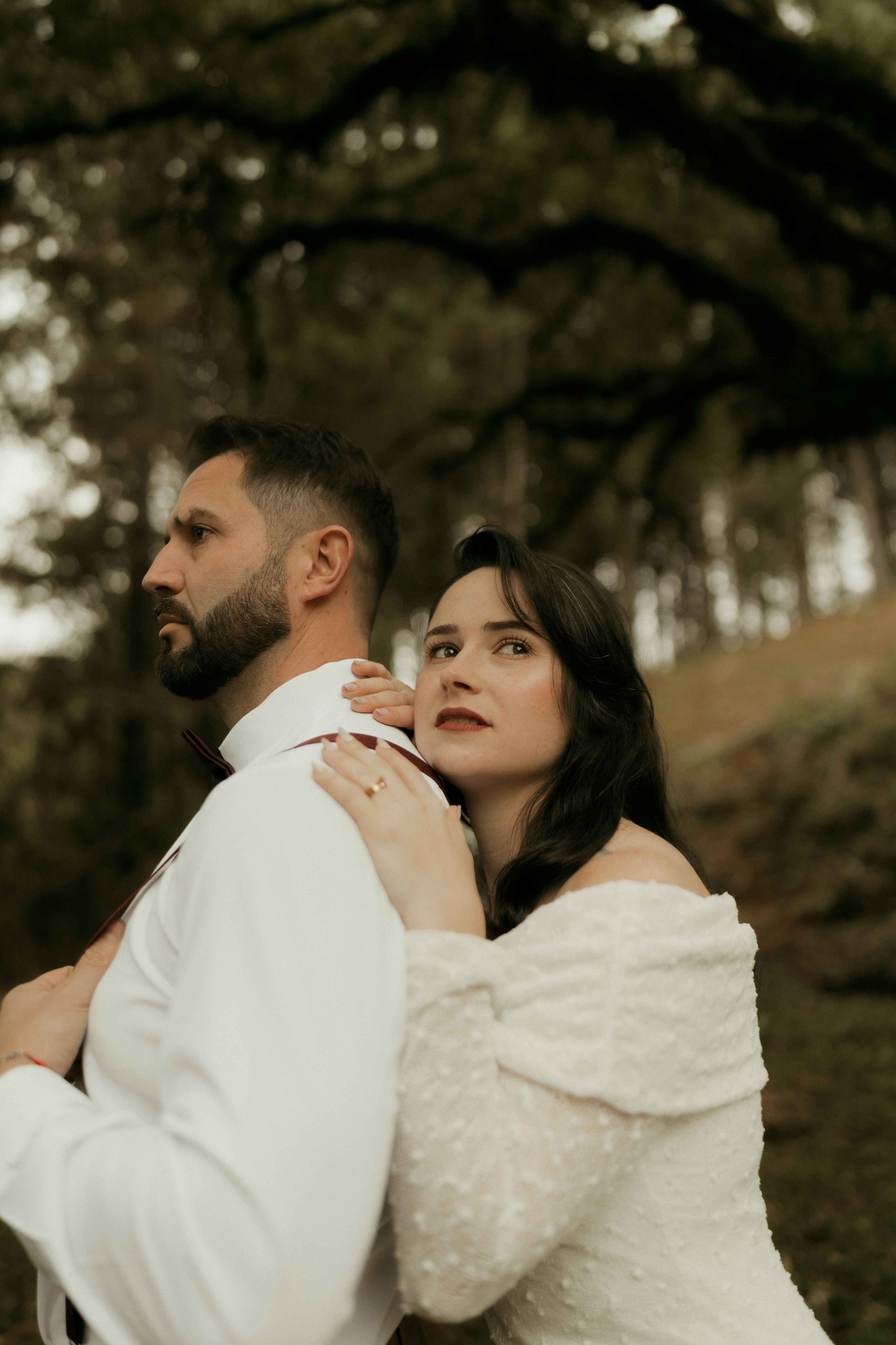Embrace at Dusk: A Quiet Union in the Pines