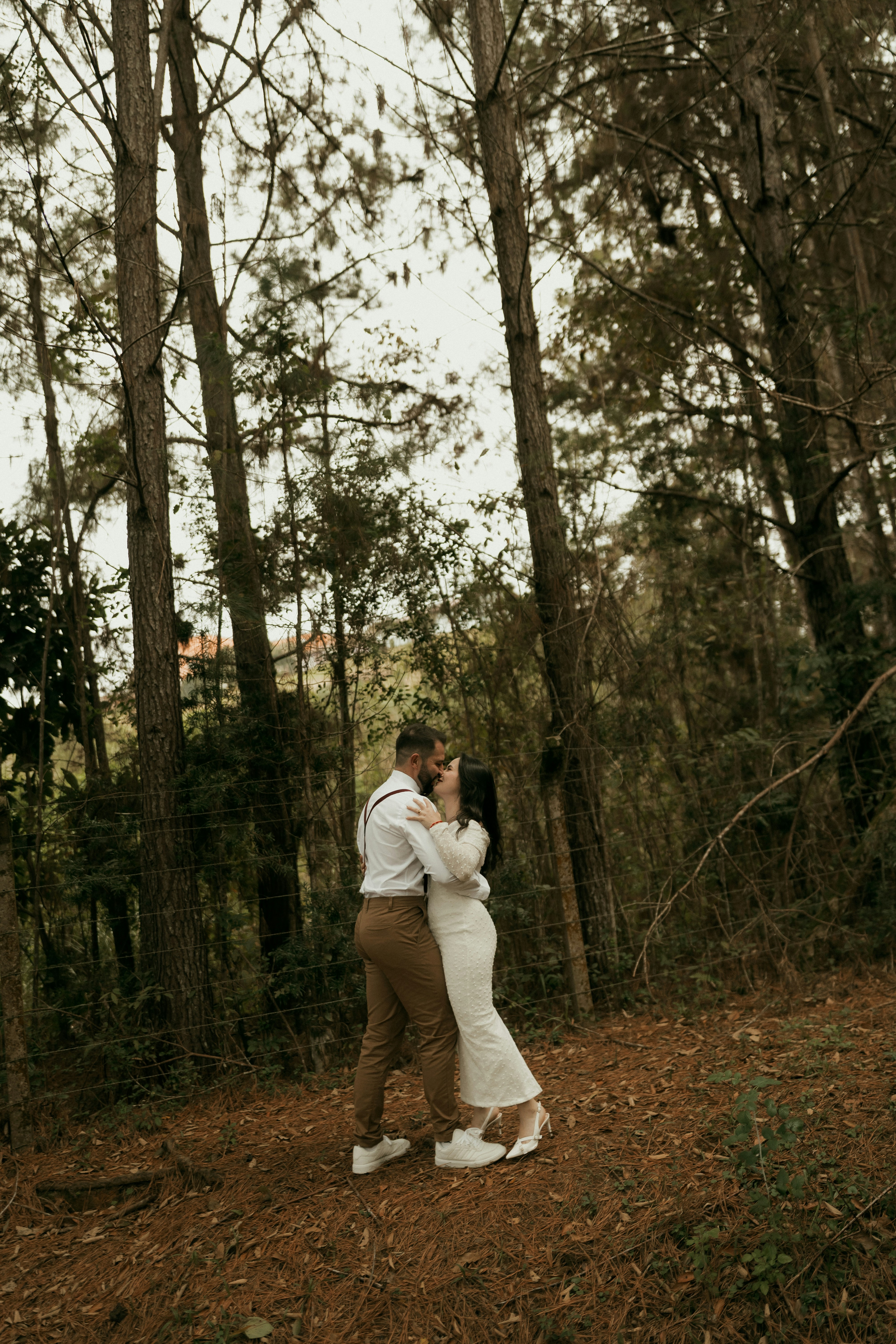 Embrace Amid Pines: A Quiet Vow Beneath the Forest
