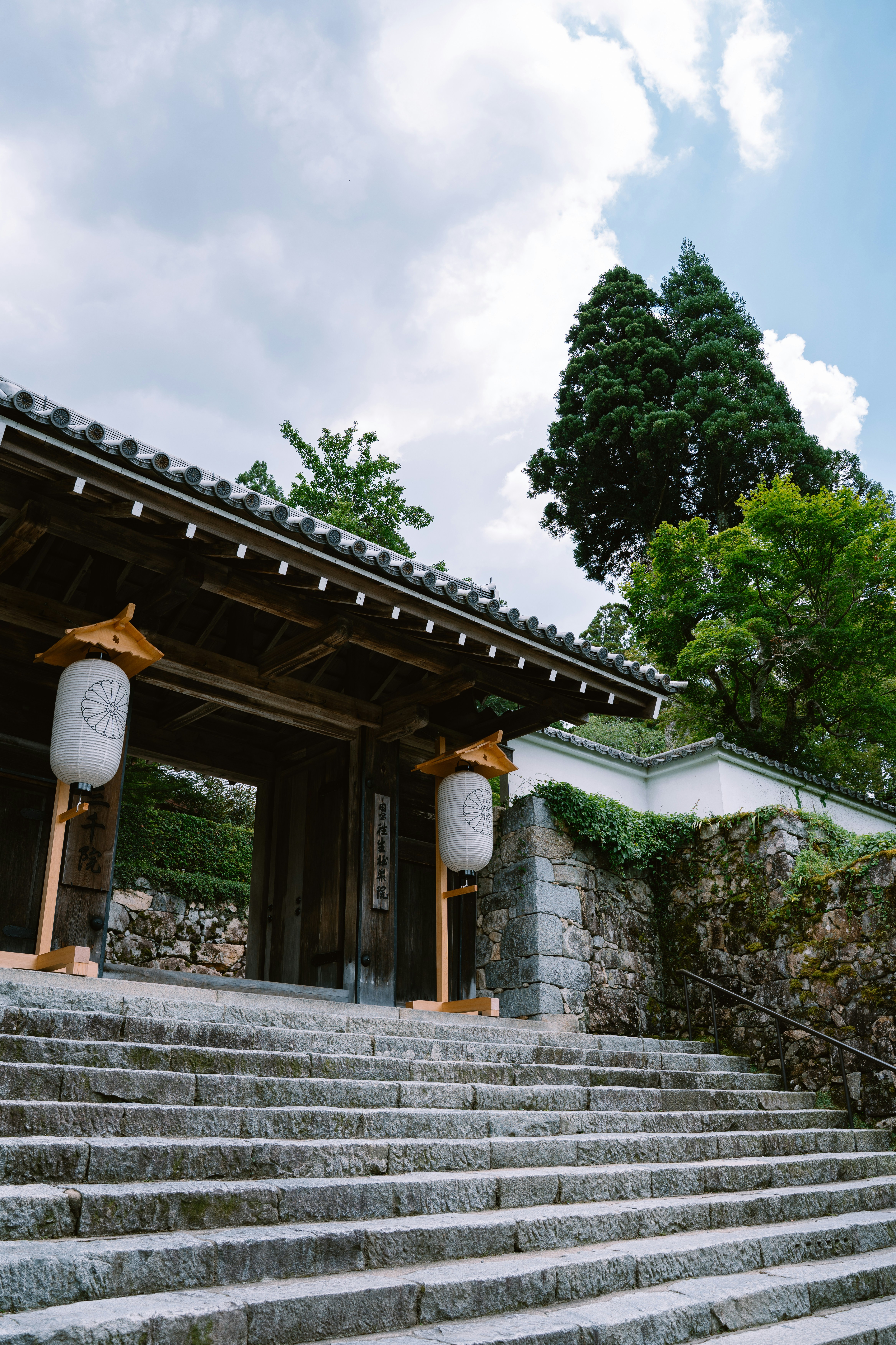 Temple Steps Beneath a Sky of Gentle Clouds