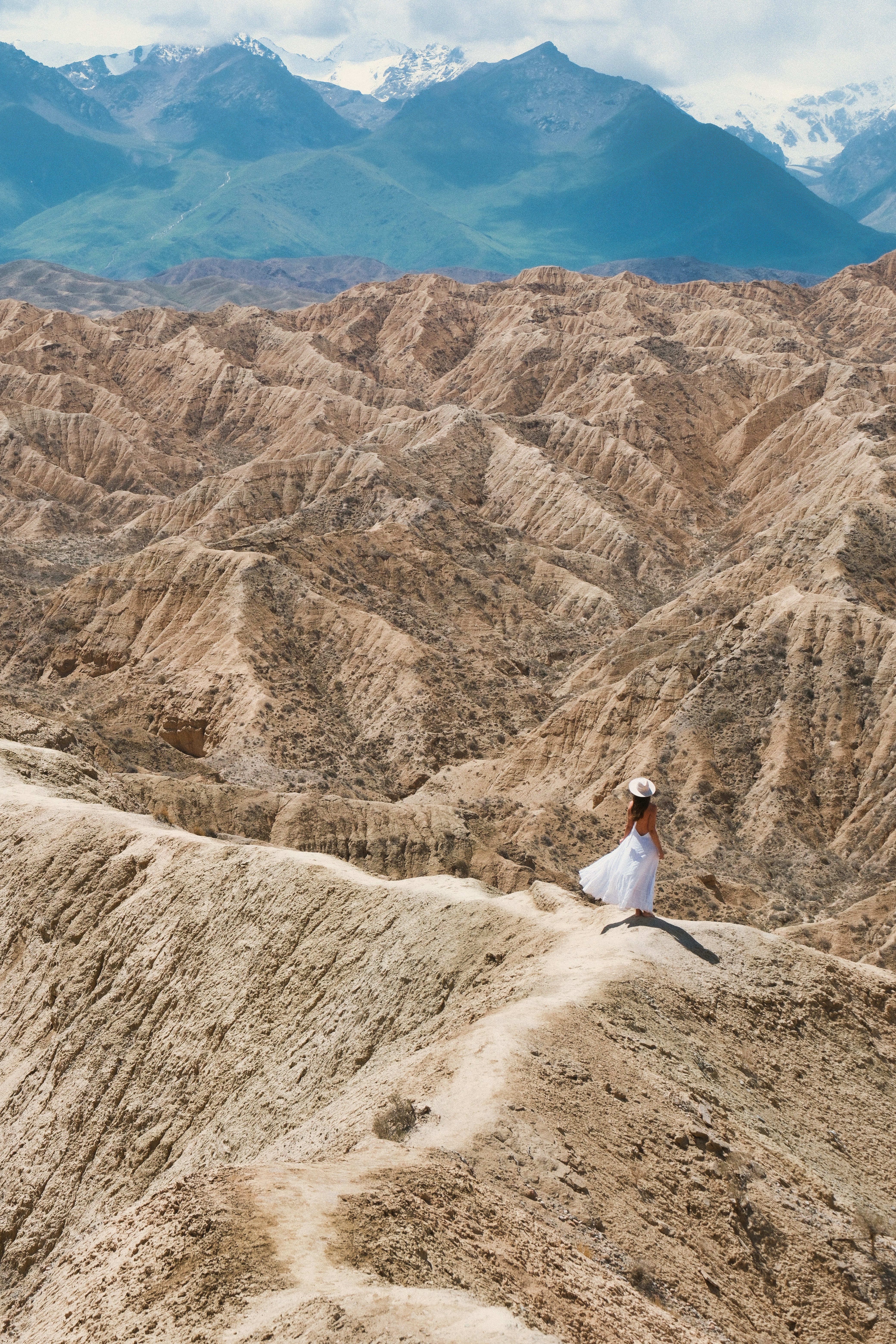 Desert Spine Meets Alpine Sky: A Dancer on the Ridge