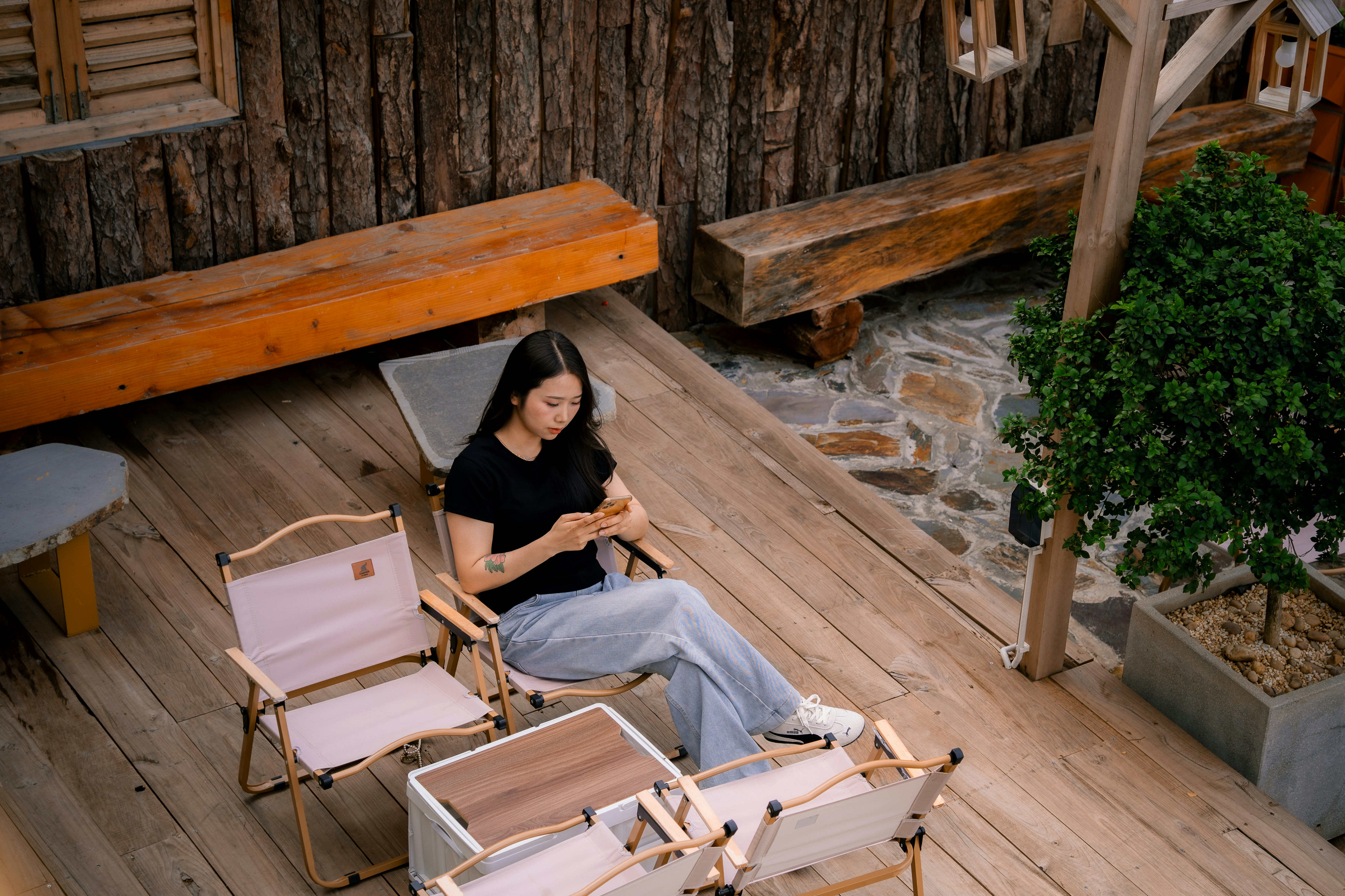 Solitary Moment on a Quiet Terrace