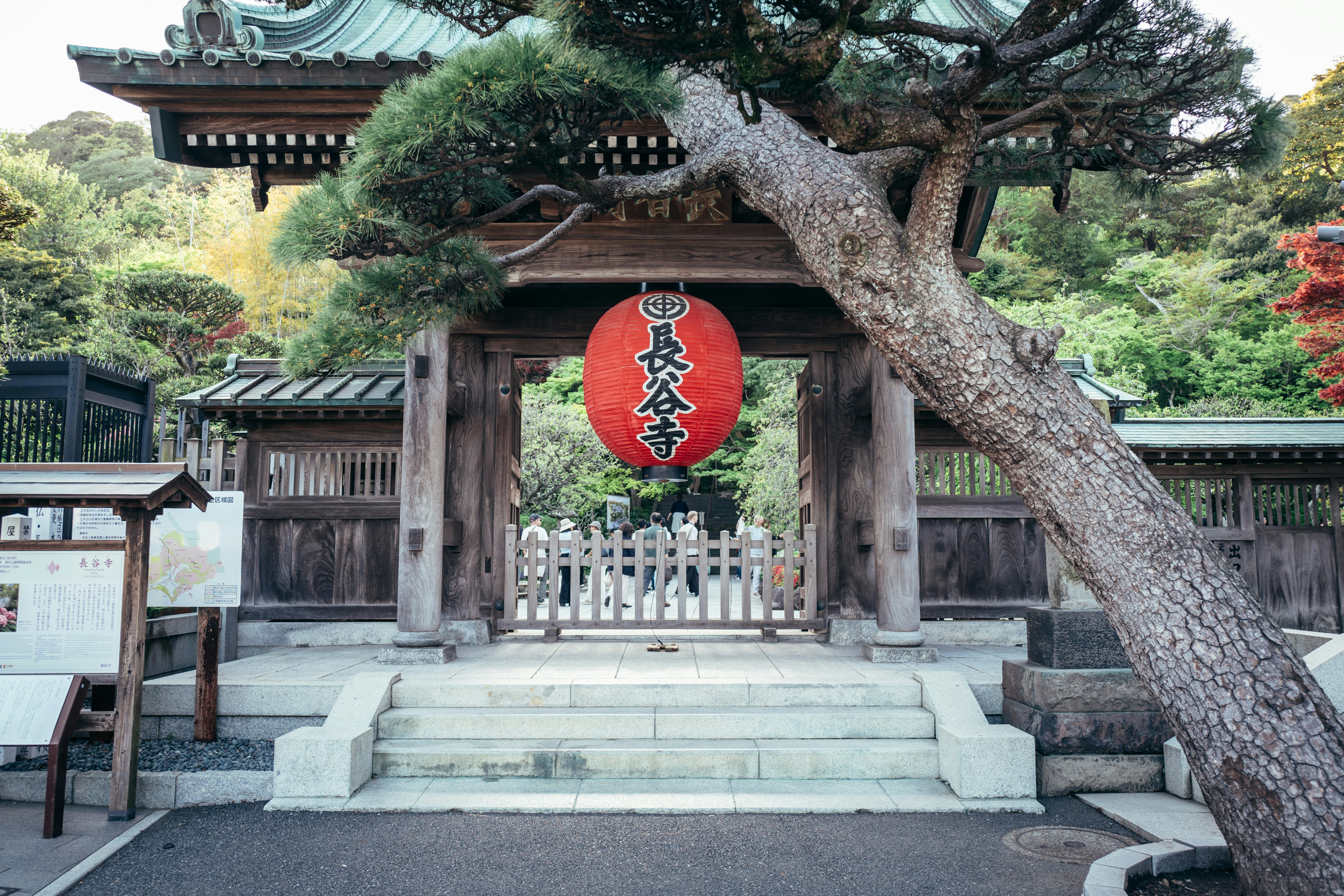 Red Lantern Gate at a Tranquil Japanese Temple