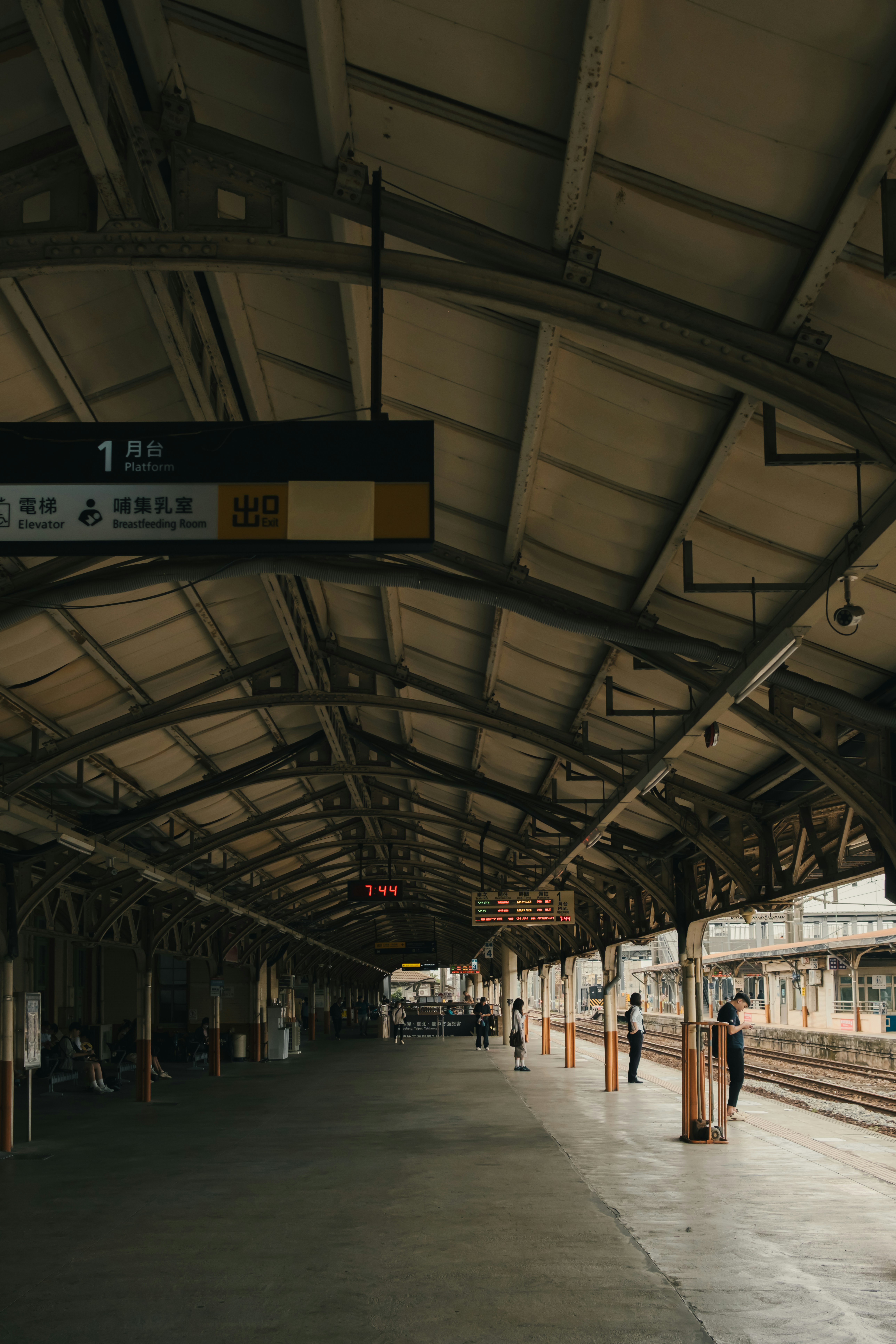 Evening at the Platform: Quiet Tracks Between Steel Arches