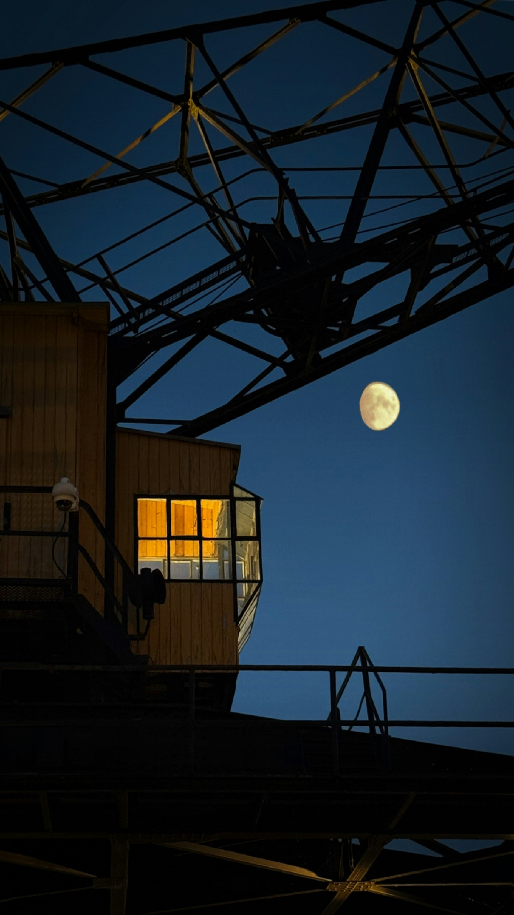 Moonlight Over Metal Lattices: A Night at the Industrial Observation Deck