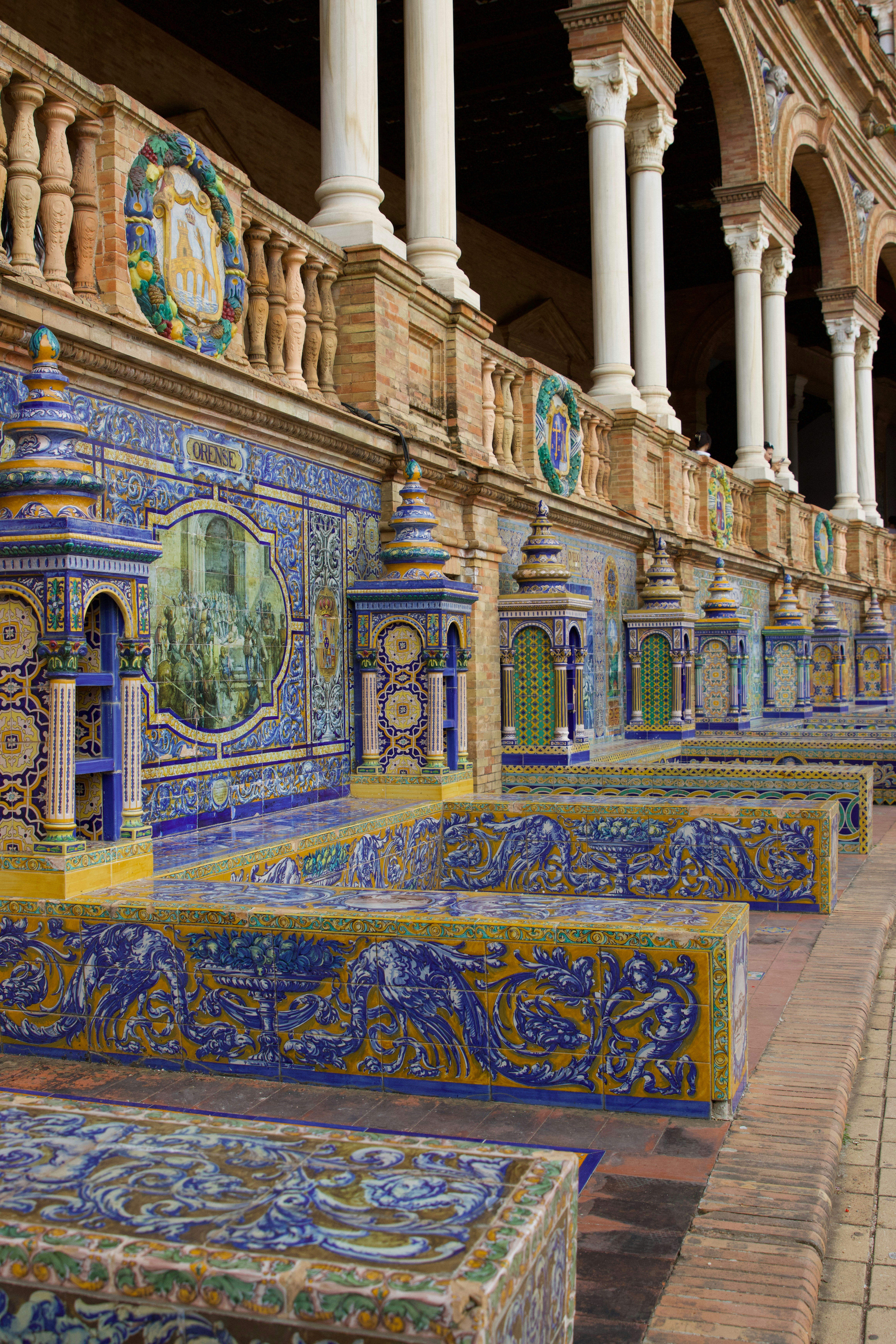 Ceramic Blue and Gold Alcove: A Rows of Intricate Faience