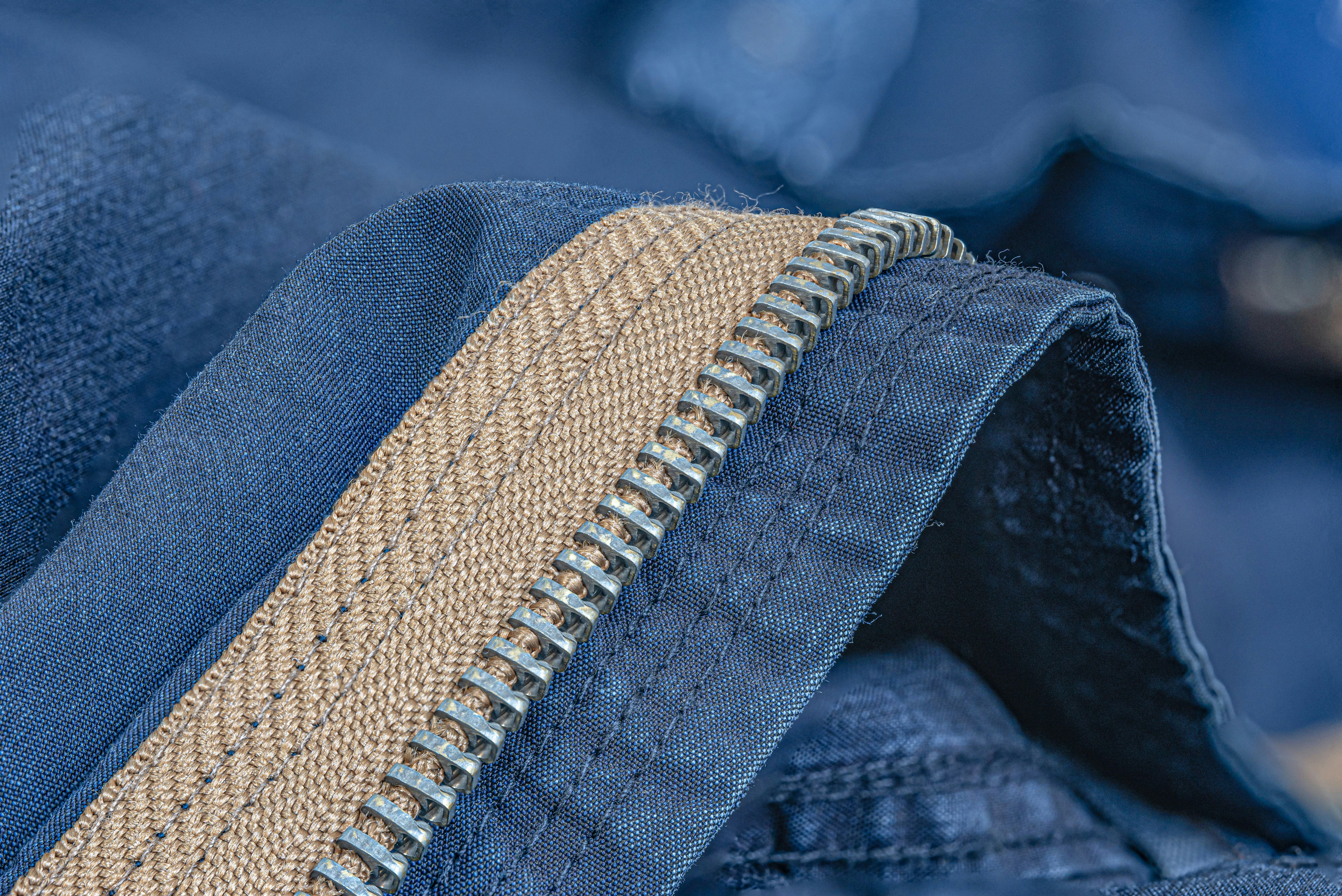 Seeking the Quiet Line: Close-up of a Denim Zipper
