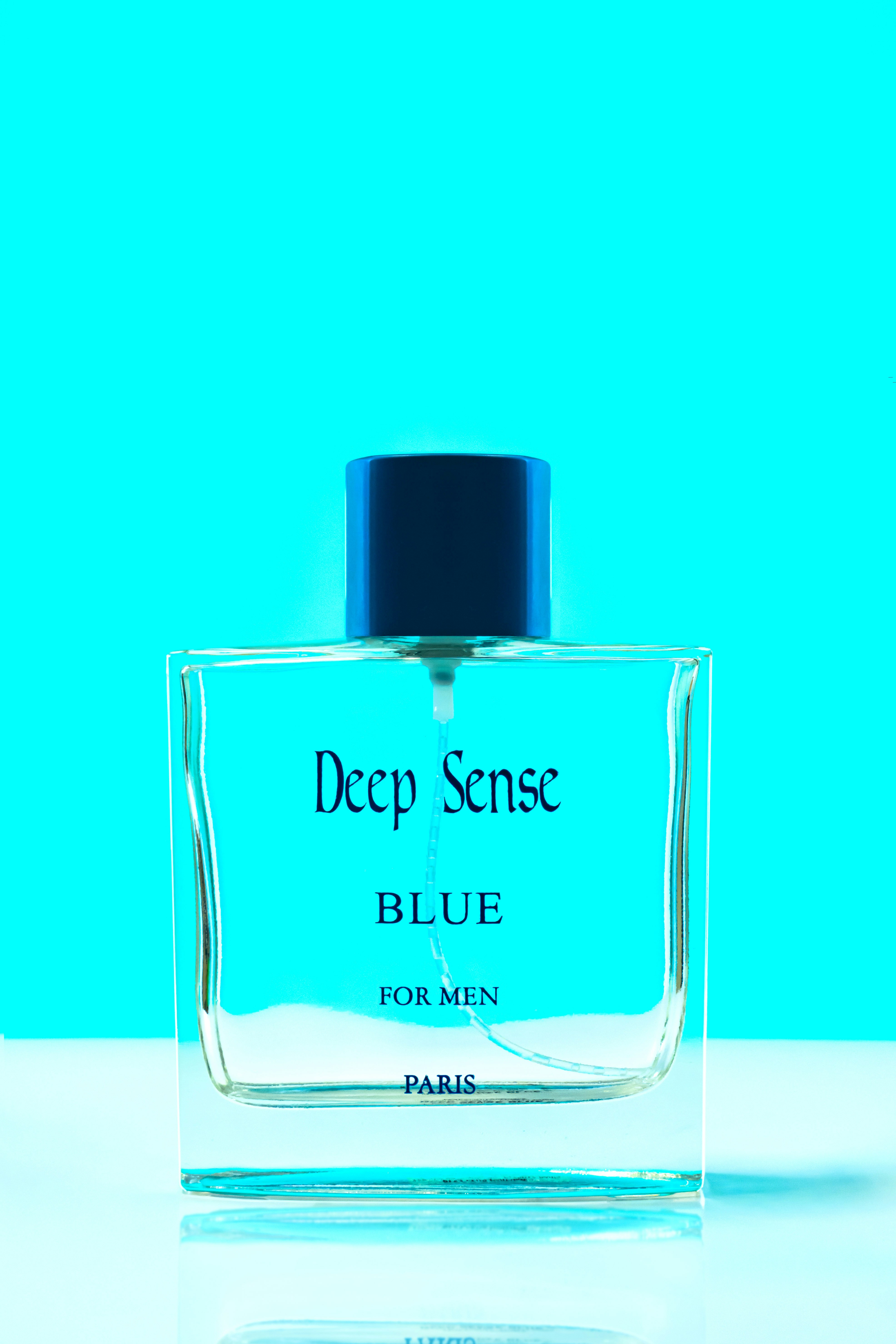 Azure Essence: Deep Sense Blue Bottle