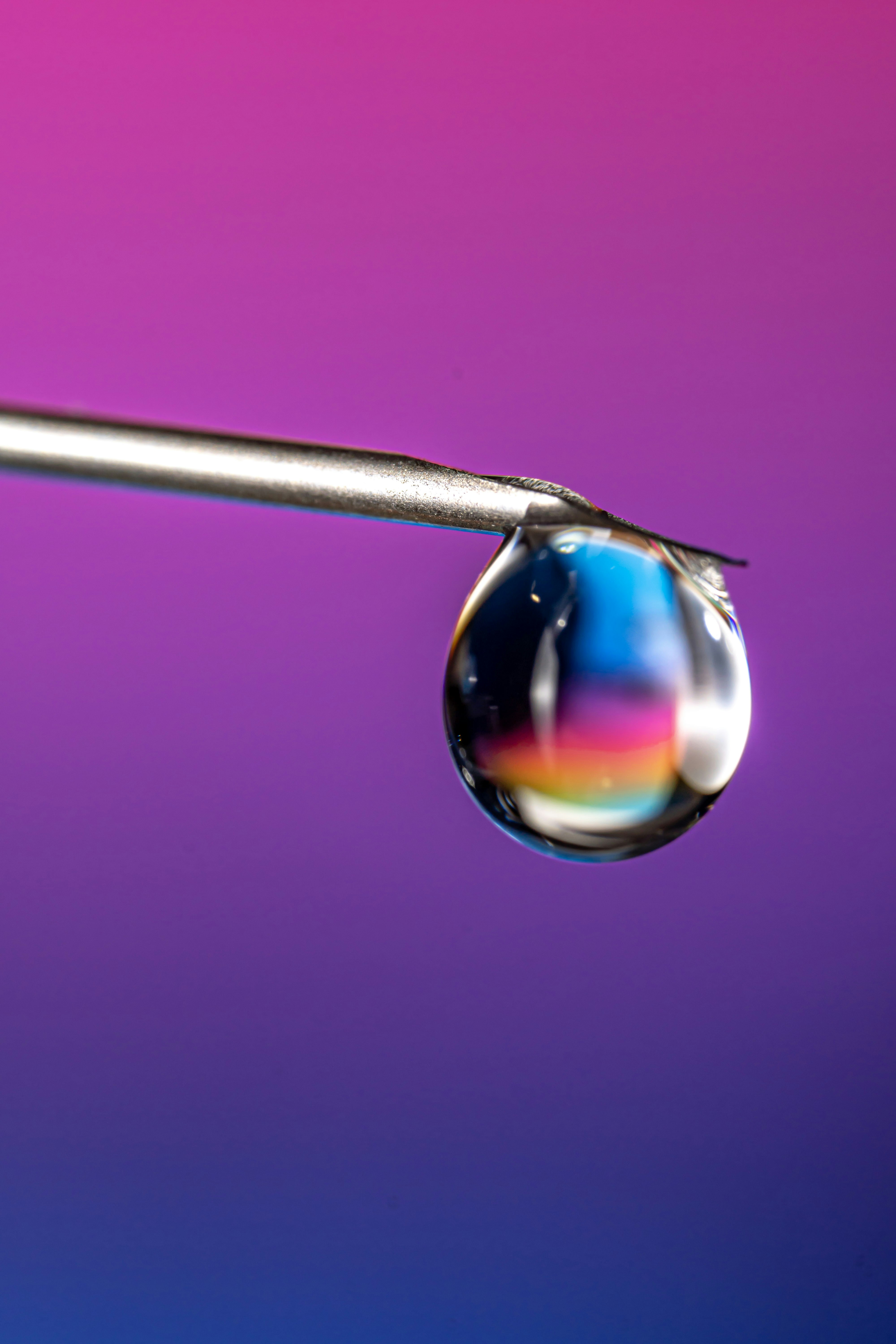 Droplet on a Needle: Prism of Color in a Violet Backdrop