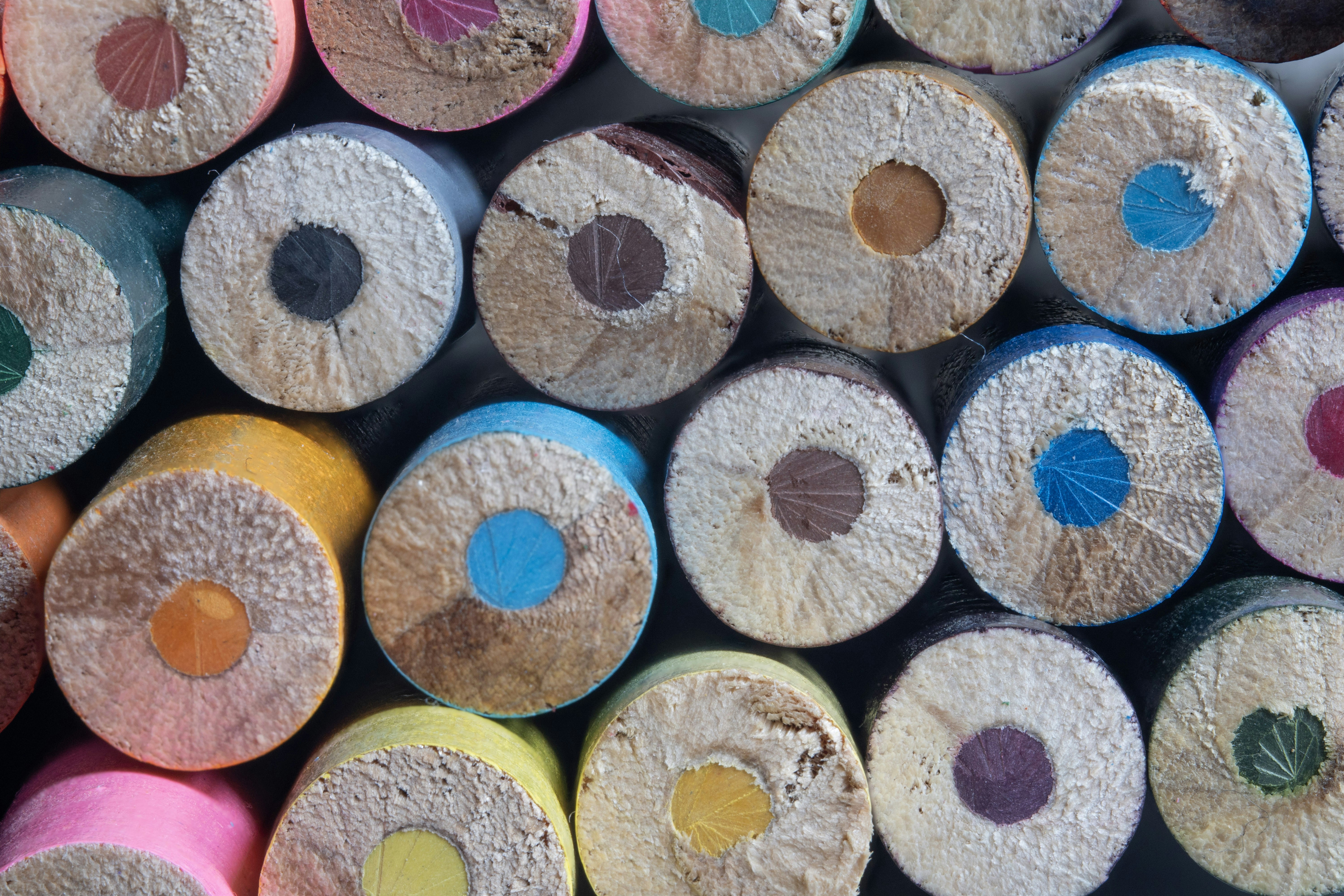 Colorful Pencil Ends: A Textured Tapestry of Crayon Hues