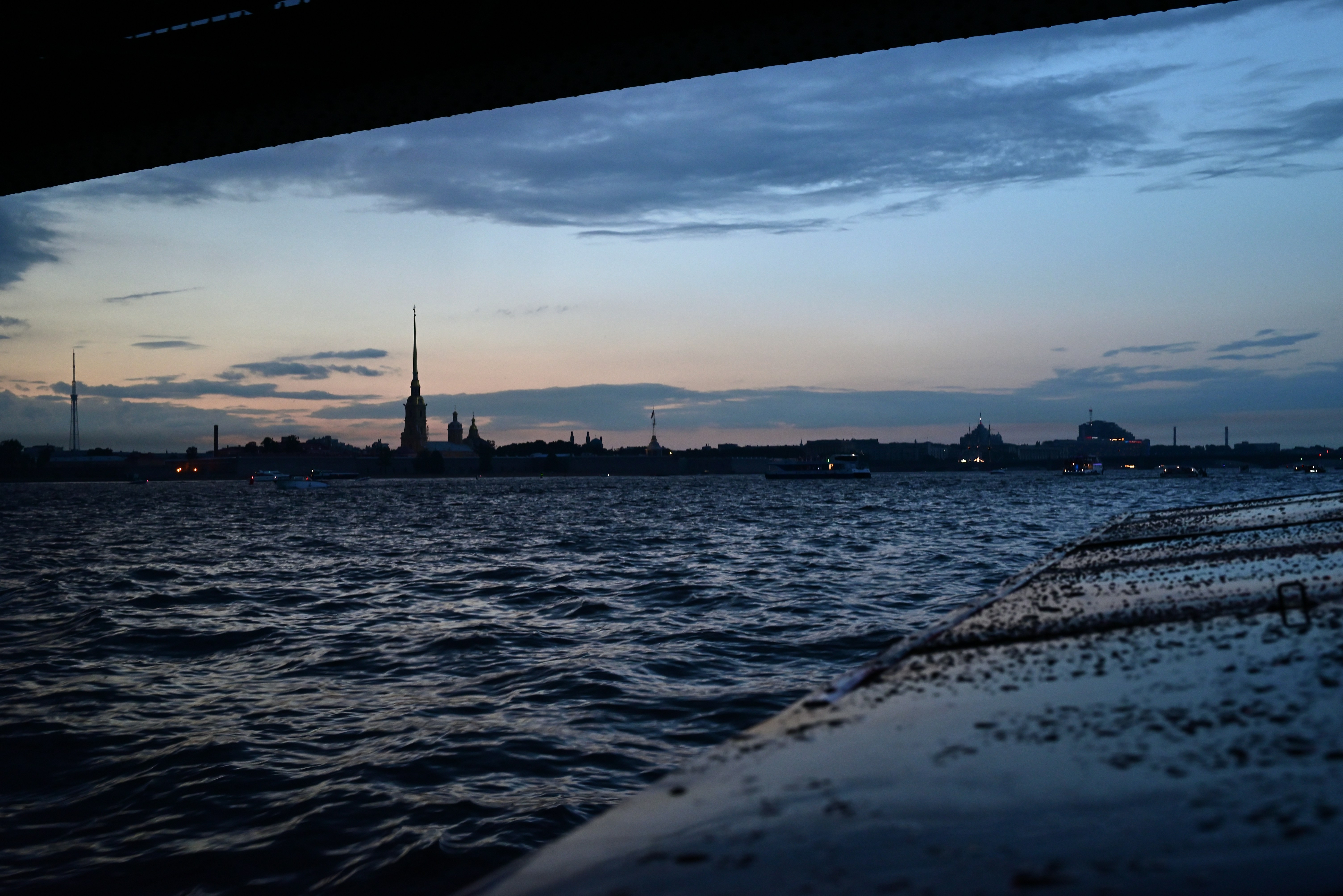Twilight Waterfront Silhouette Over the City