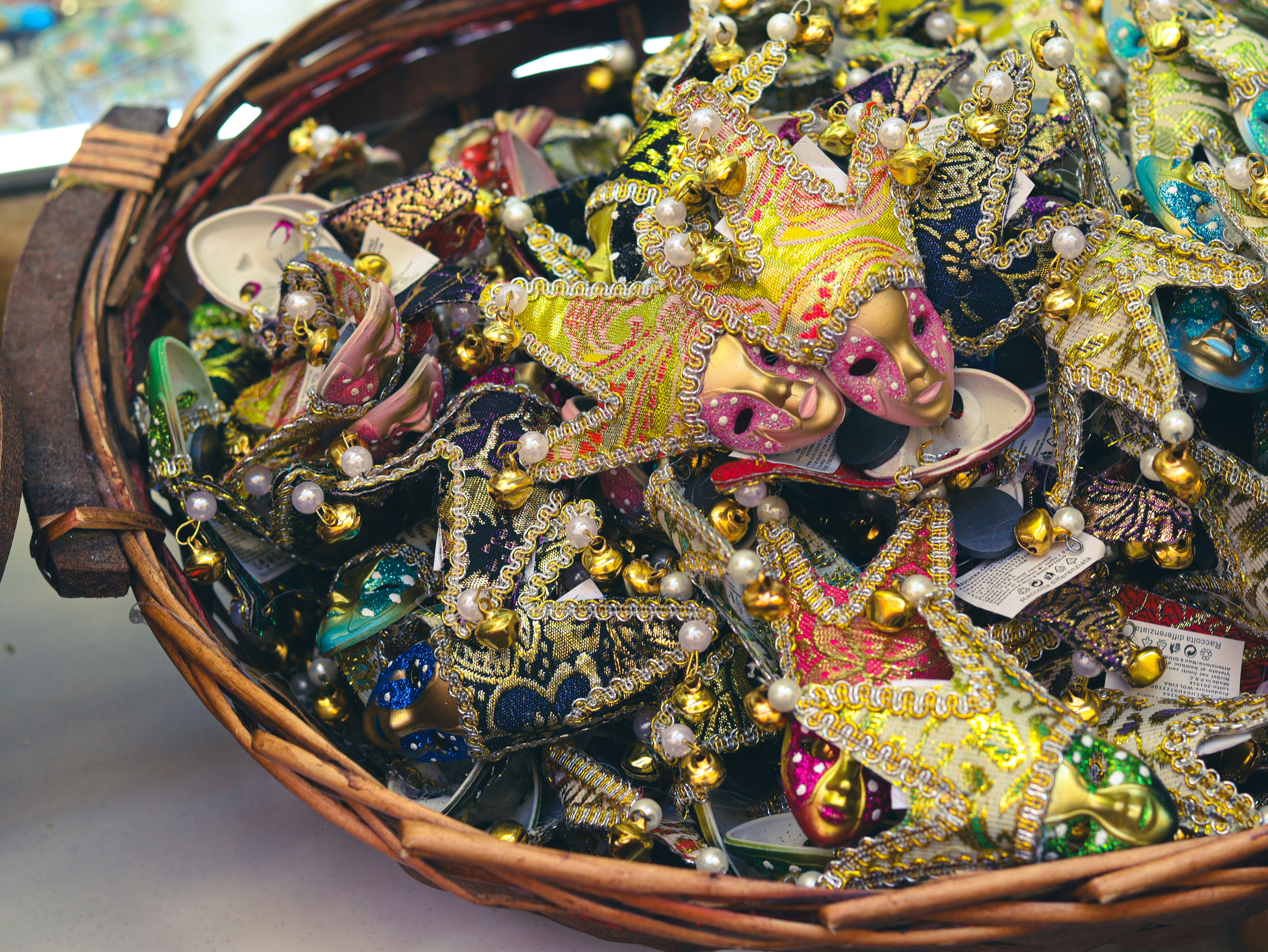 Carnival Masks in a Tangle of Colorful Elegance