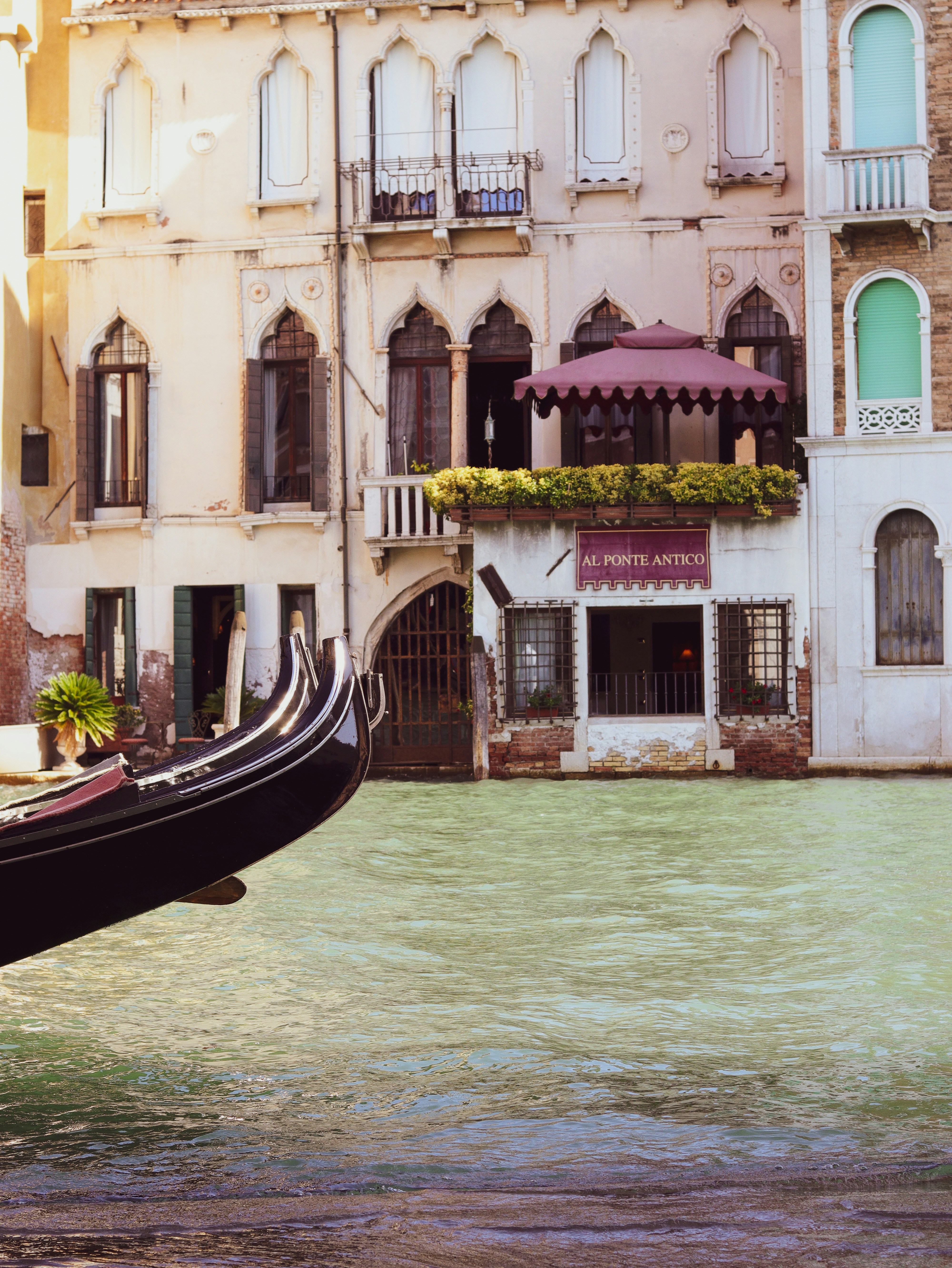 Gondola Silhouette Before a Venetian Facade