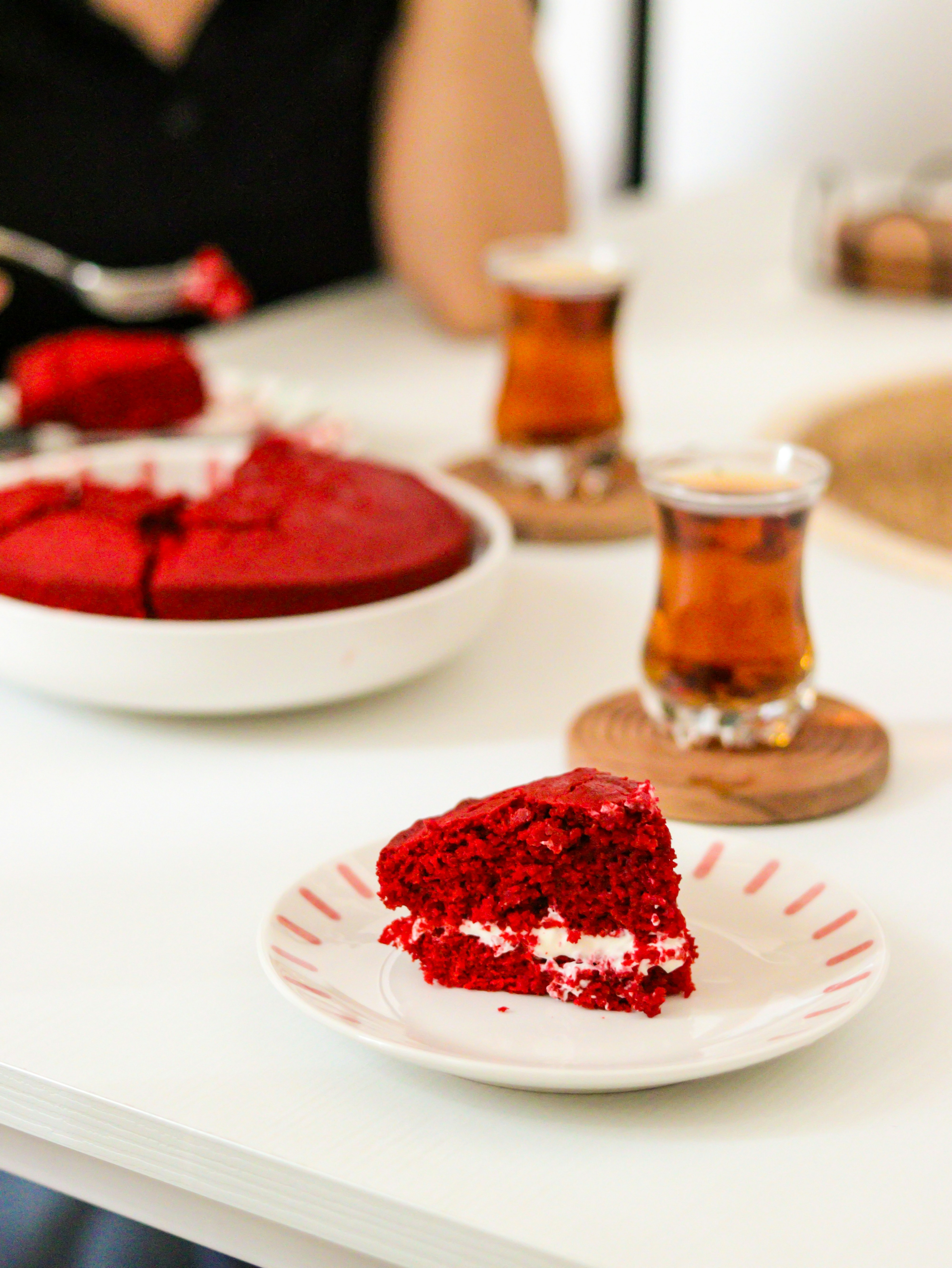 Red Velvet Slice on White Plate: A Quiet Dessert Moment