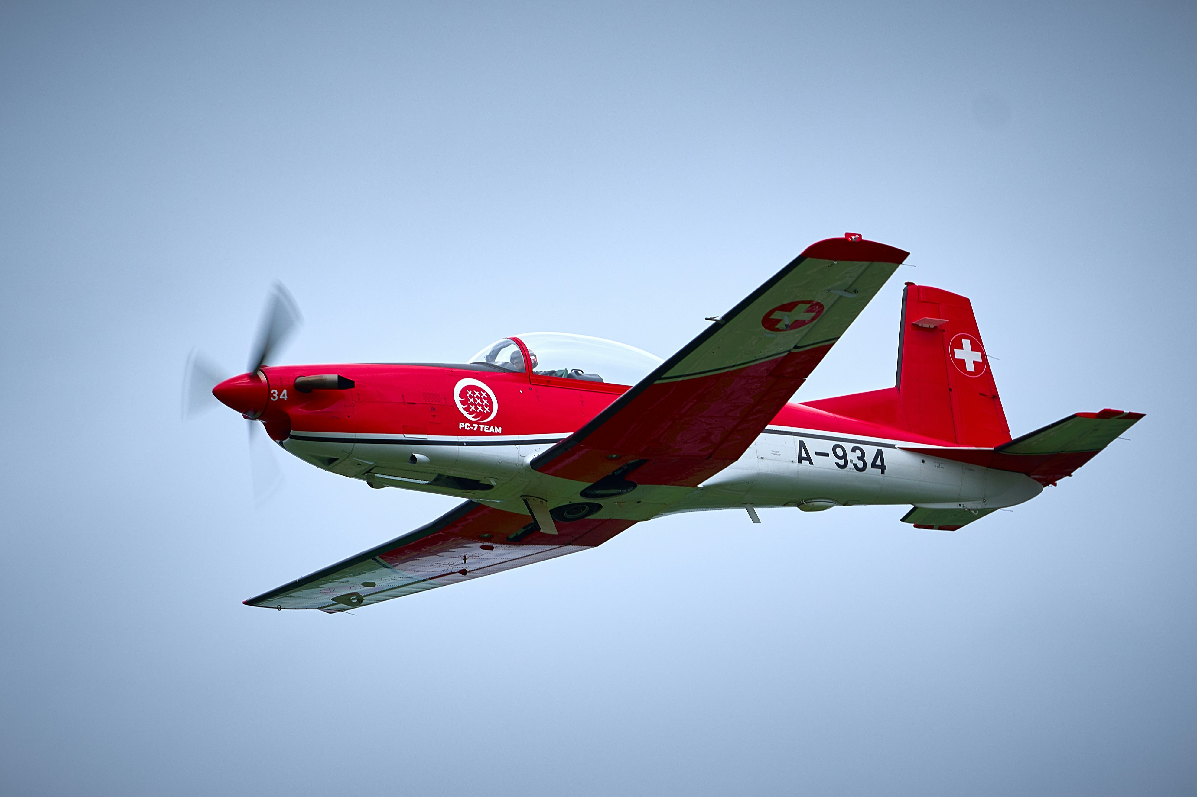 Red A-934 in the Sky: Swiss Air Team on a Crisp Patrol