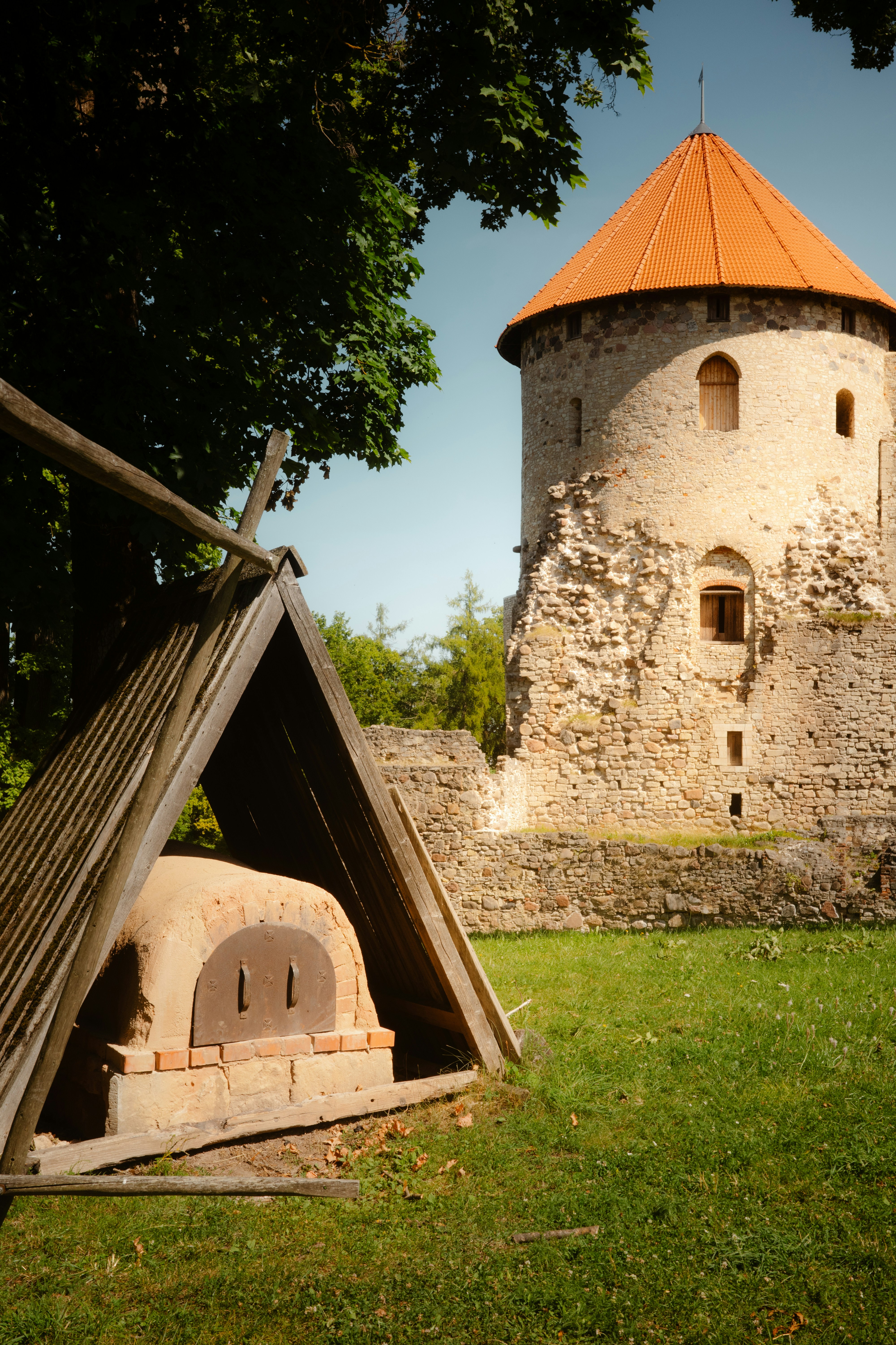 Stone Tower and Encampment: A Quiet Medieval Scene