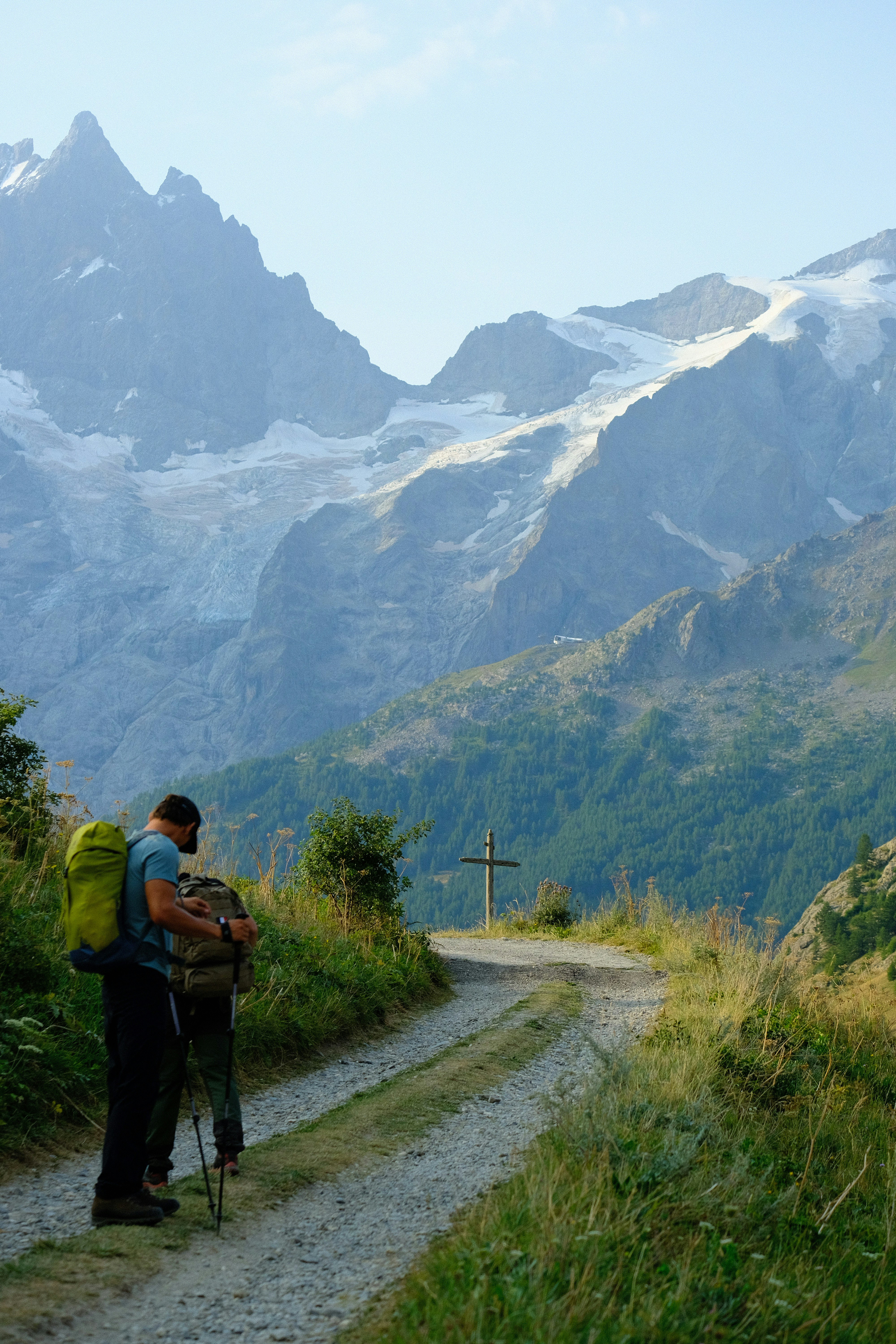 Traversing the Alpine Path Beneath Ice‑Bright Peaks
