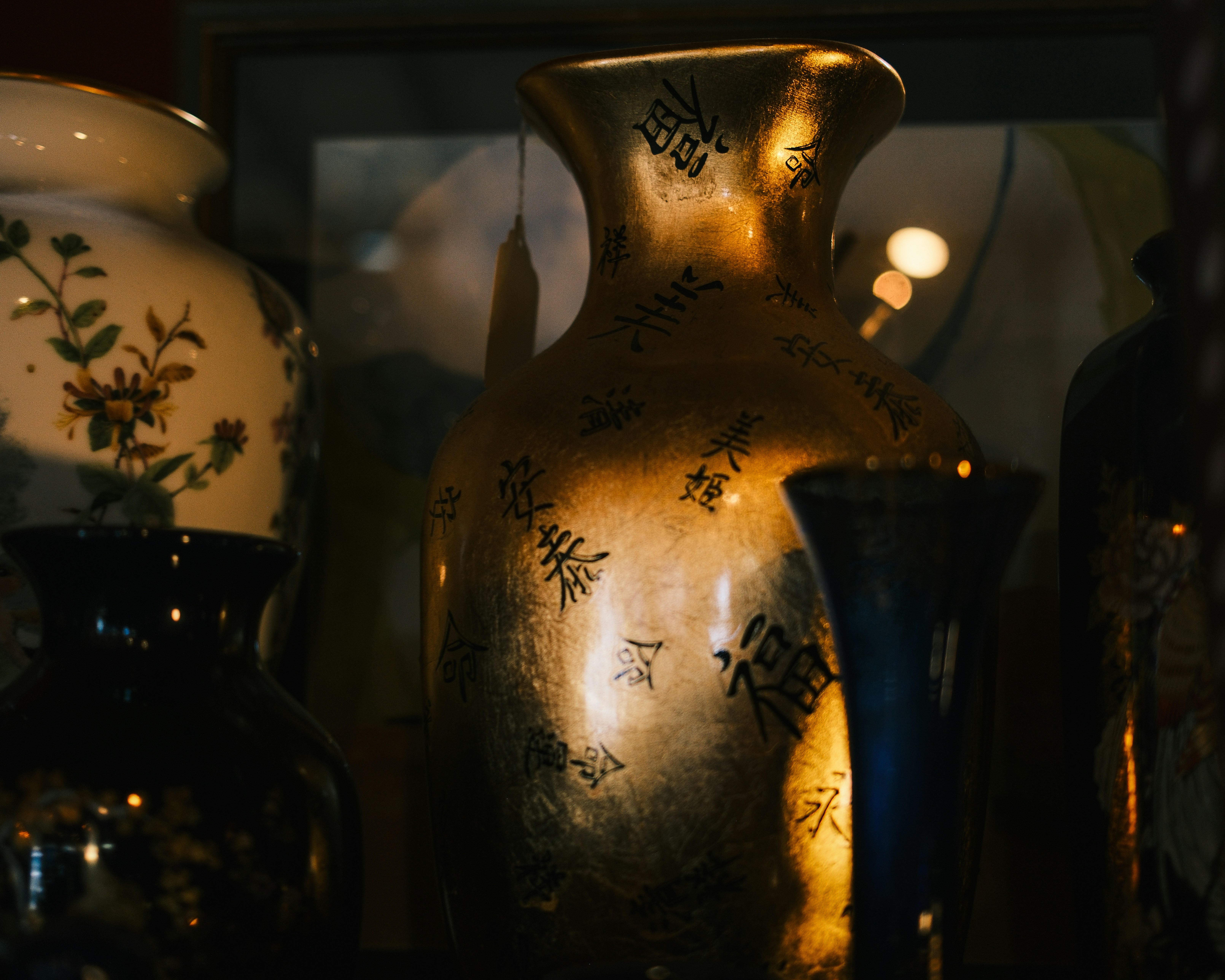 Golden Vessel Constellations: A Quiet Still-Life of Ceramic Spheres