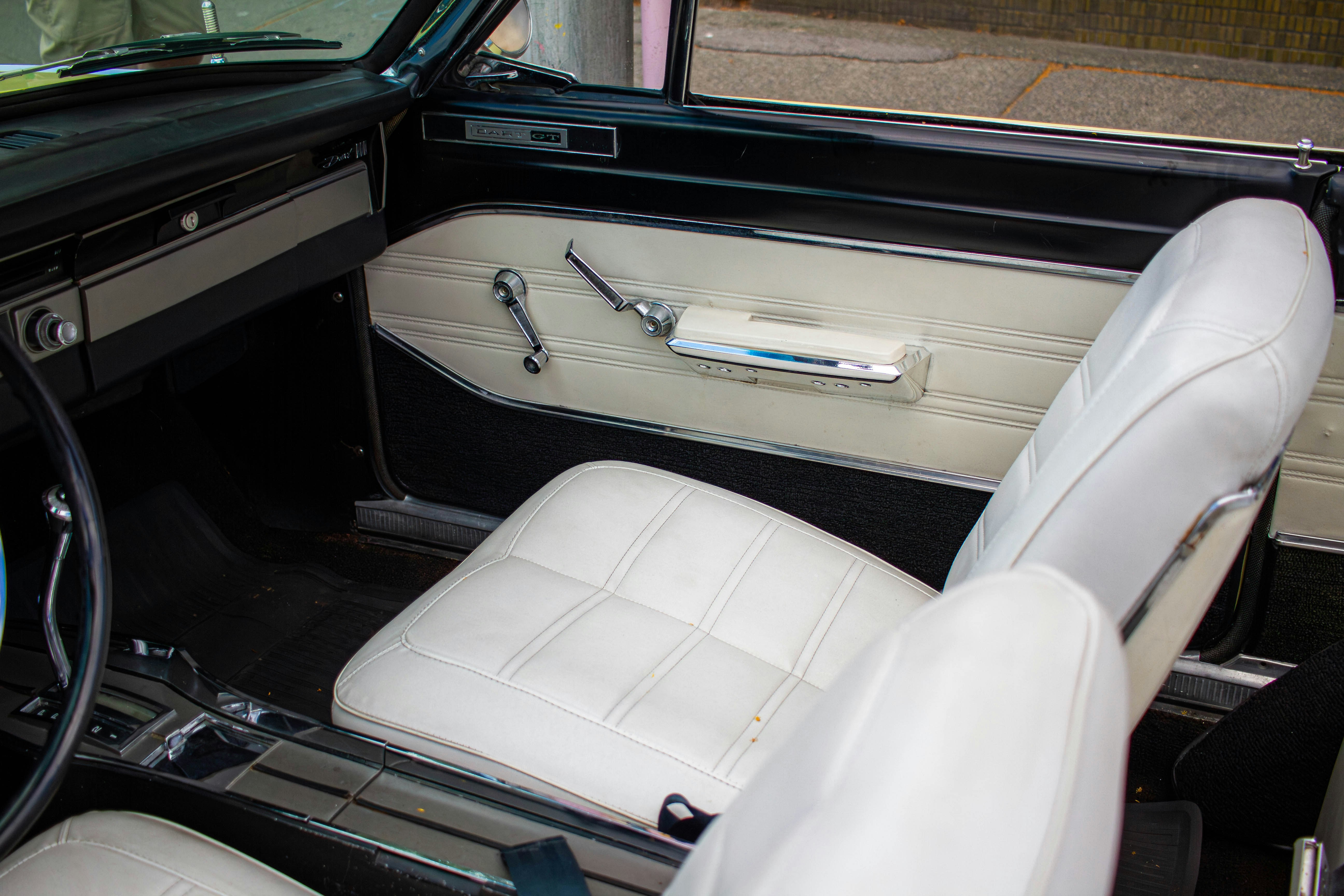 Ivory Leather Silence: Seats and door panel of a classic sedan