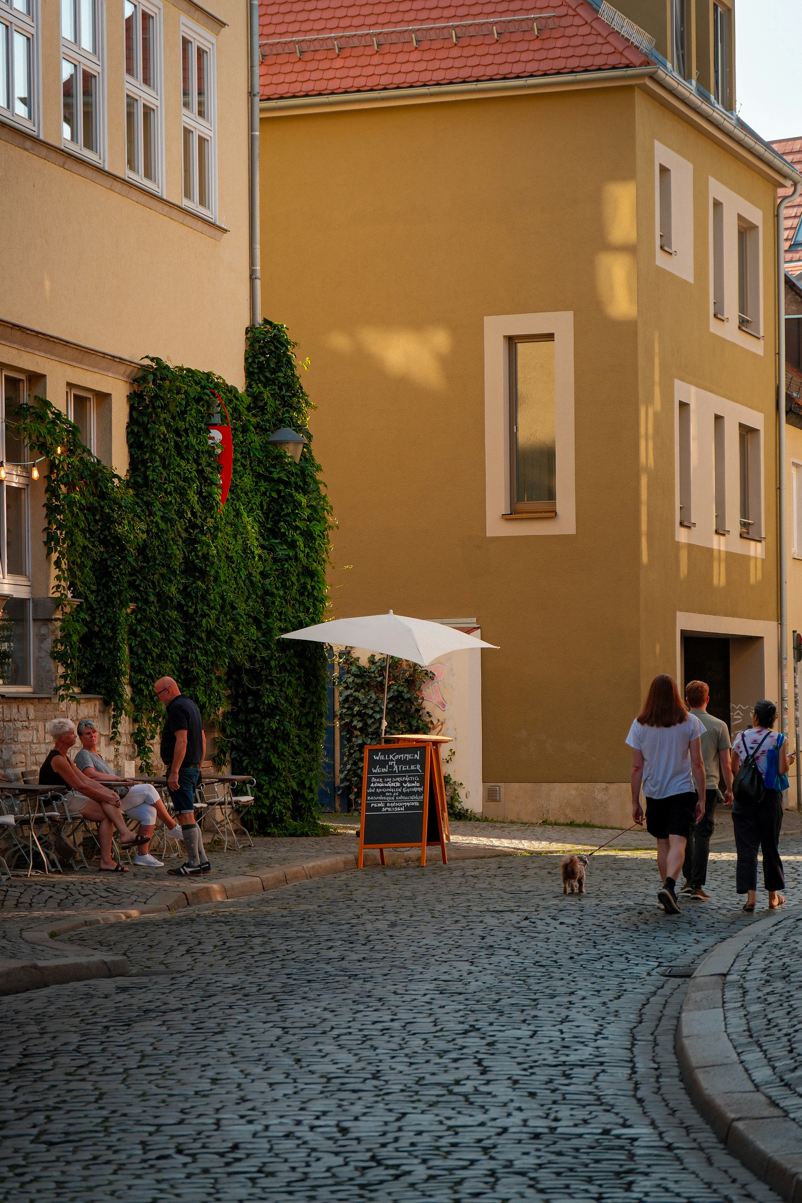 Cobbled Street Corner under Warm European Sun