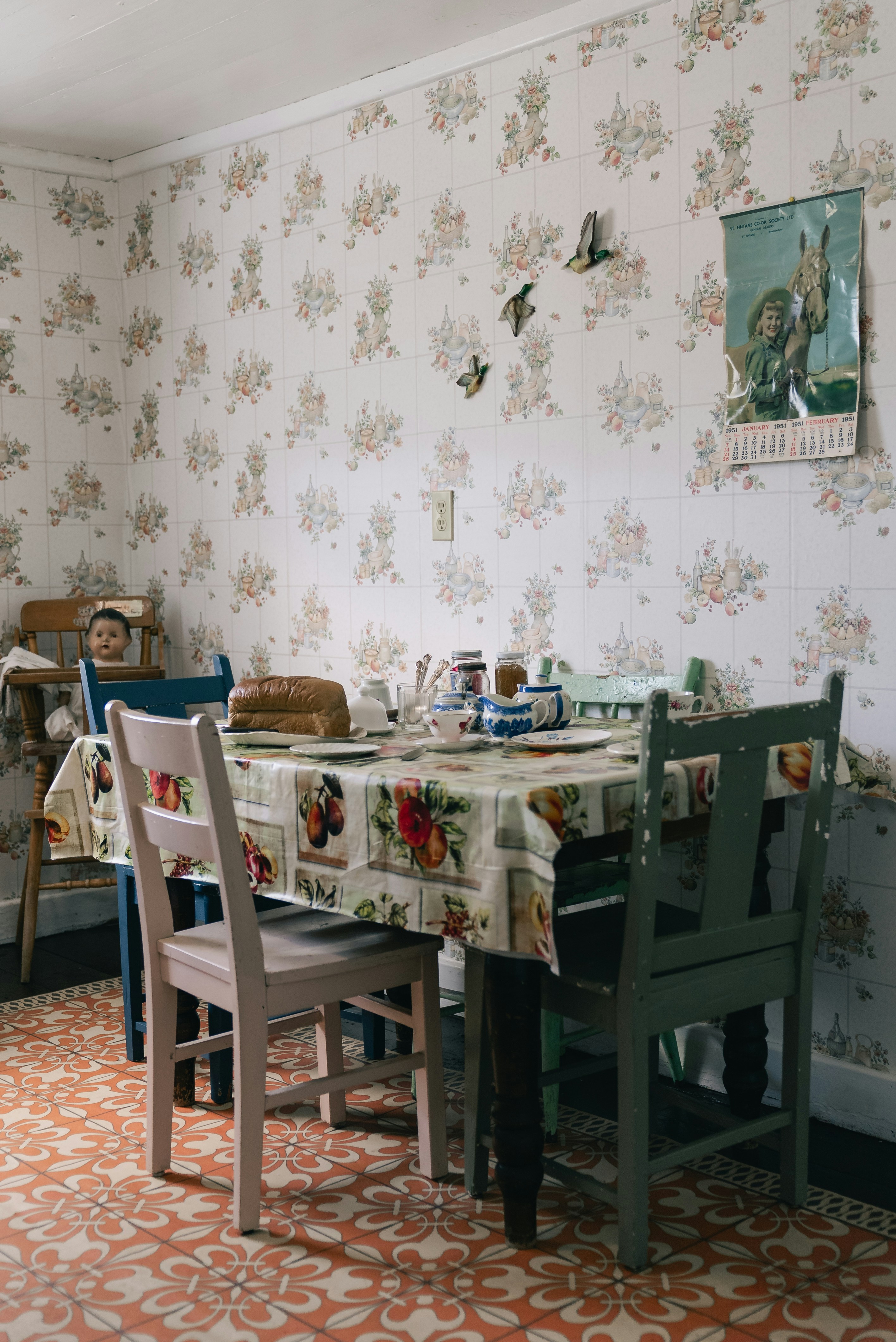 Breakfast Table in a Cozy Pastel Kitchen