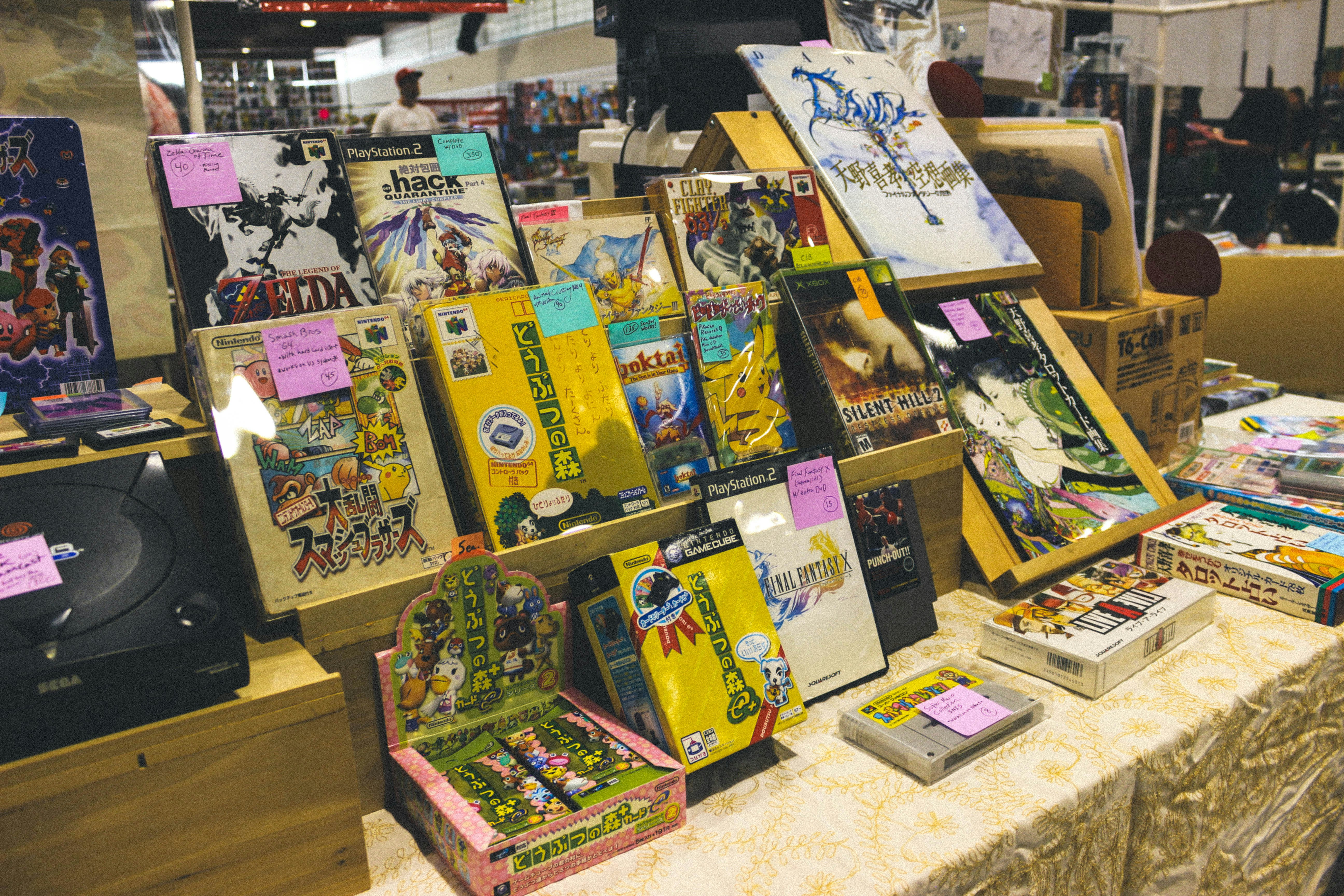 Colorful Manga Stand: A Busy Booth of Japanese Comics and Accessories