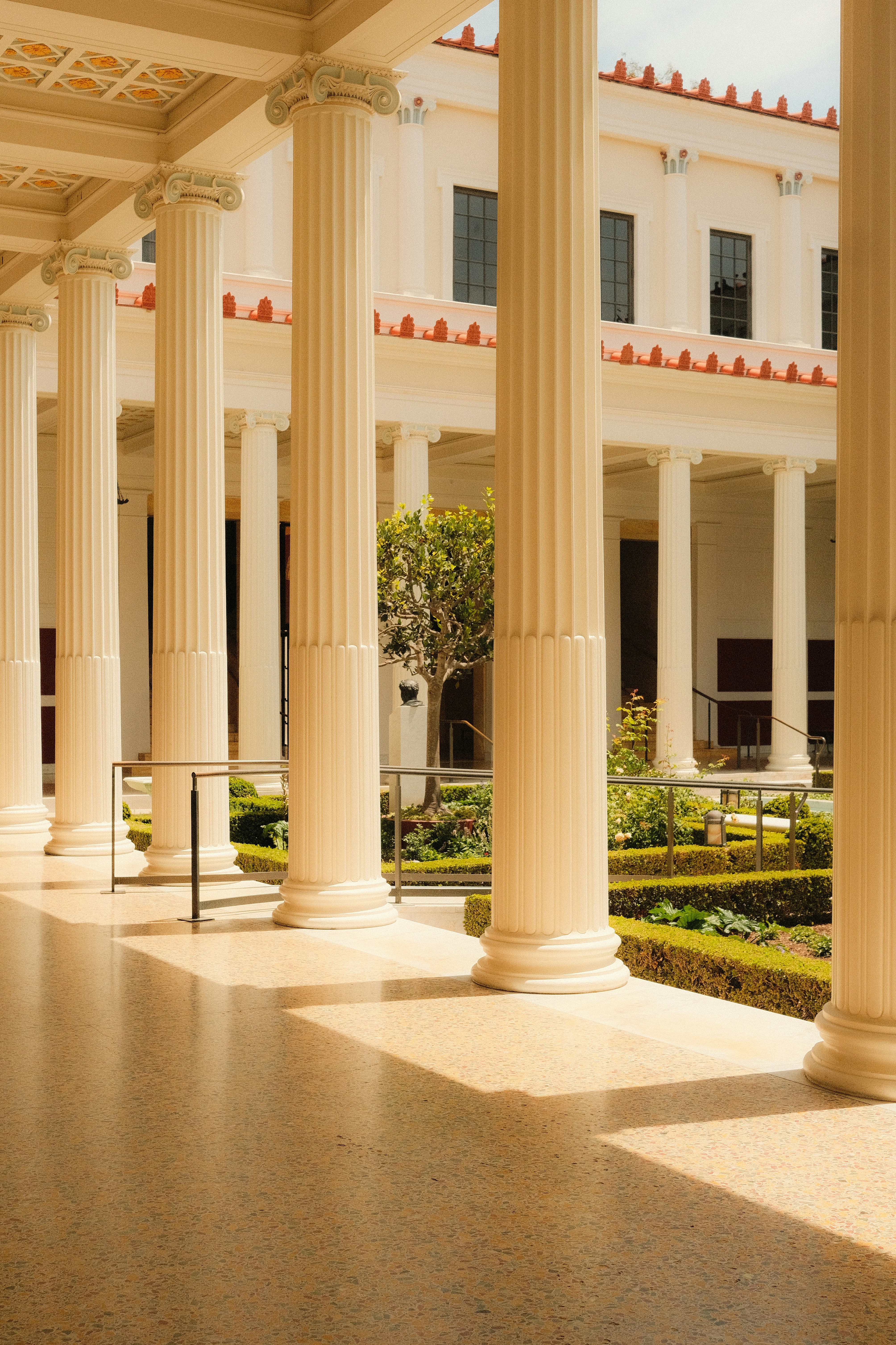 Columns of Light: A Sunlit Courtyard in Classical Architecture