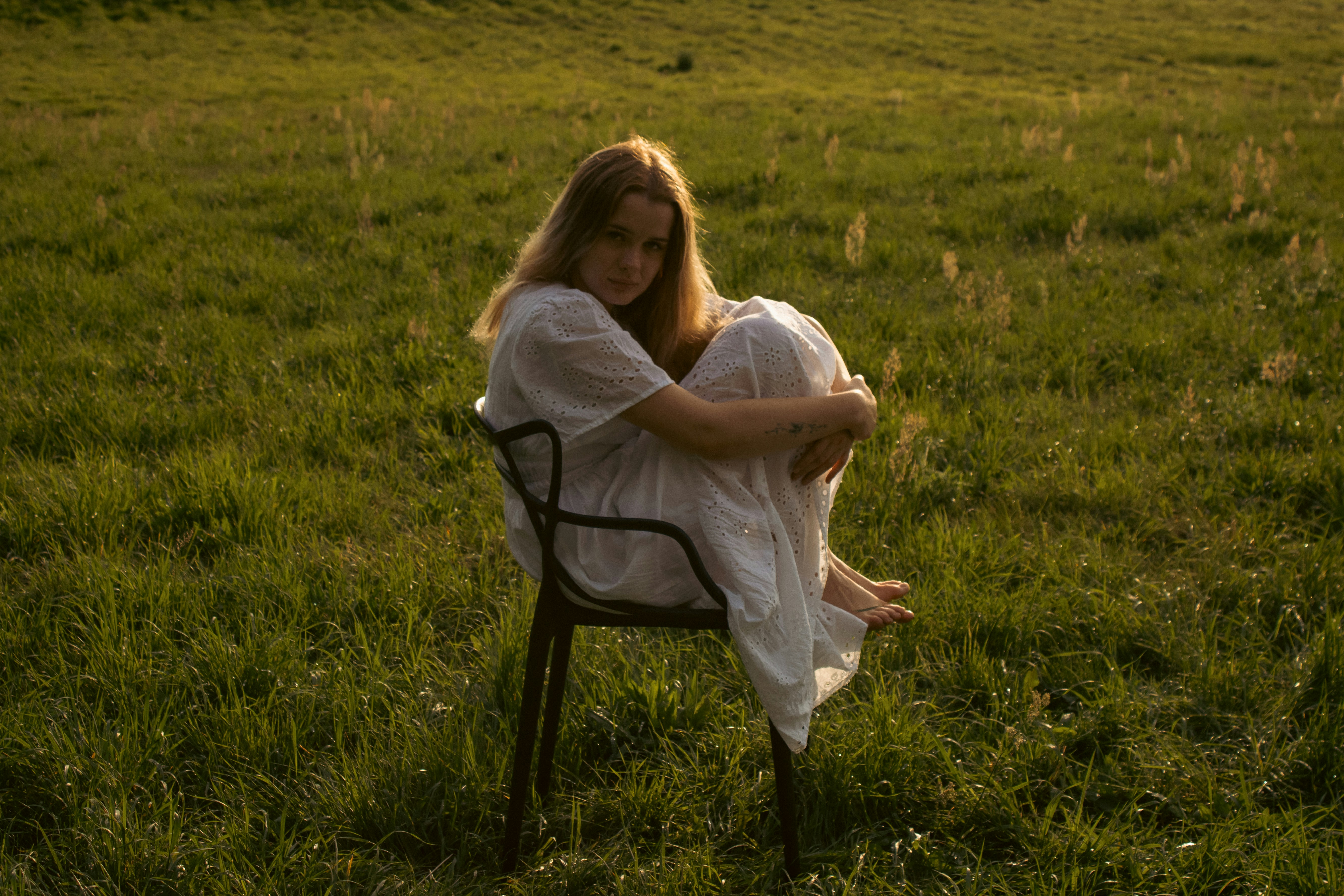Golden-hour Recline: A Solitary Moment in the Field