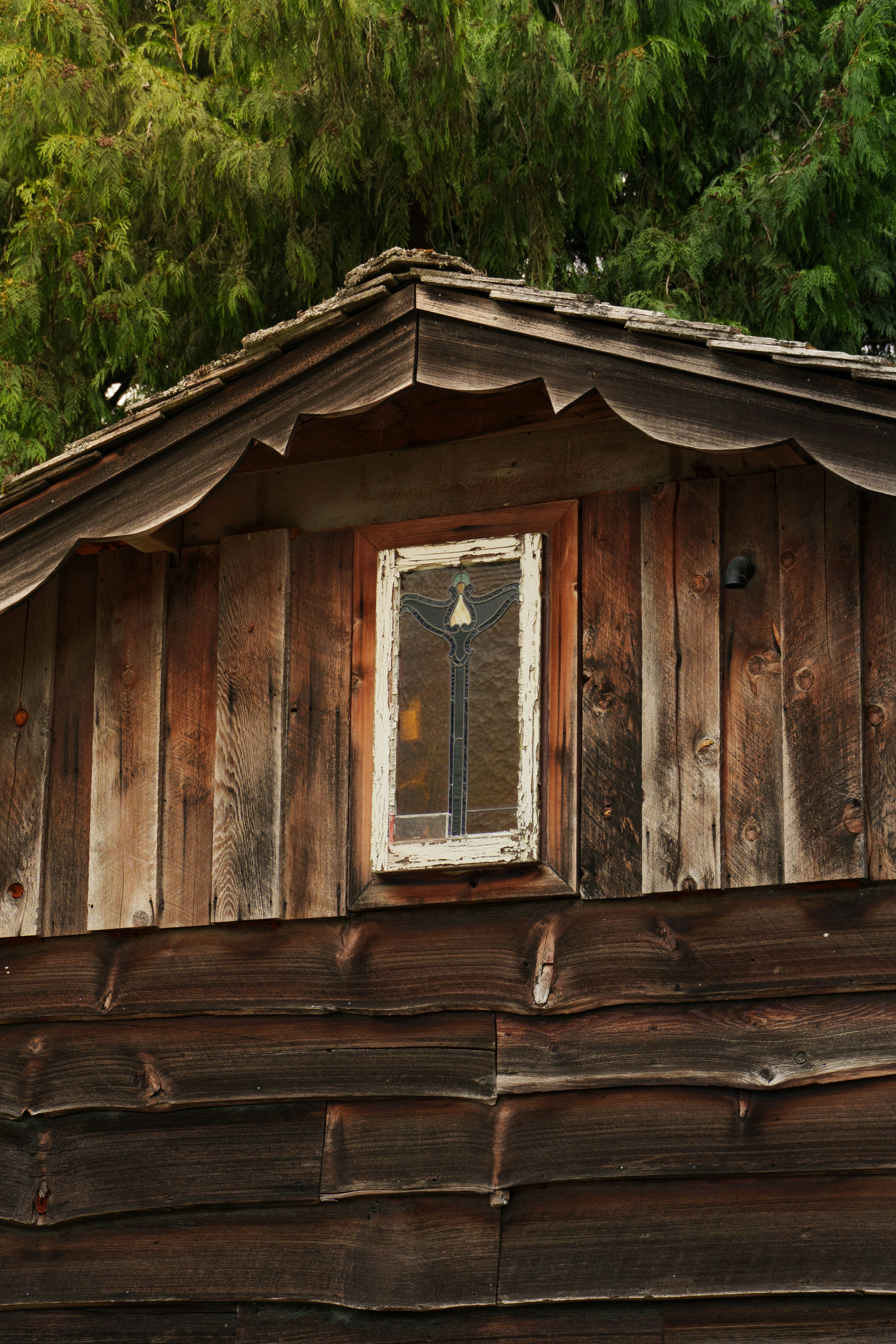 Weathered Window on a Cedar Cabin