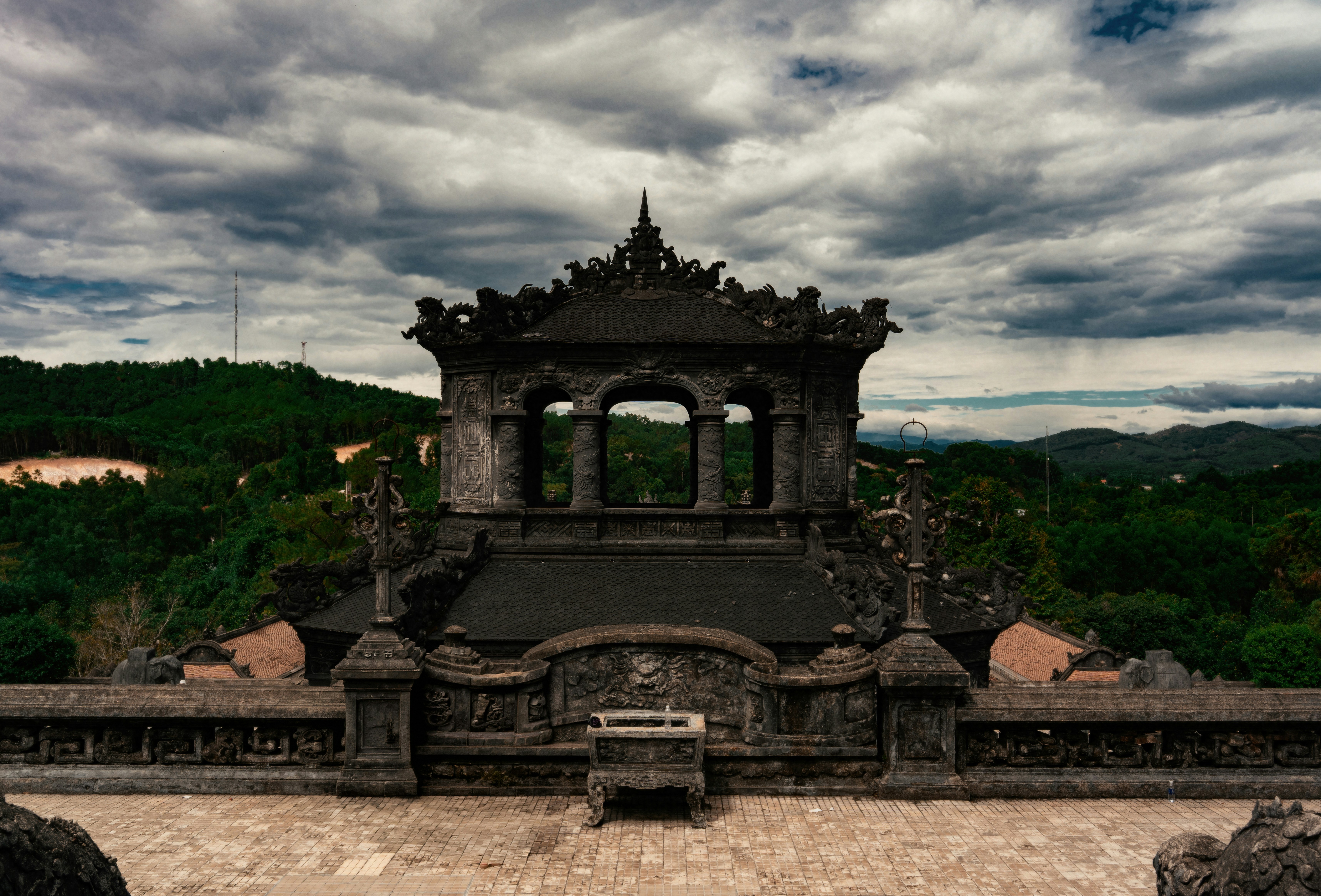 Ruined Pavilion Crowned by Stormy Skies