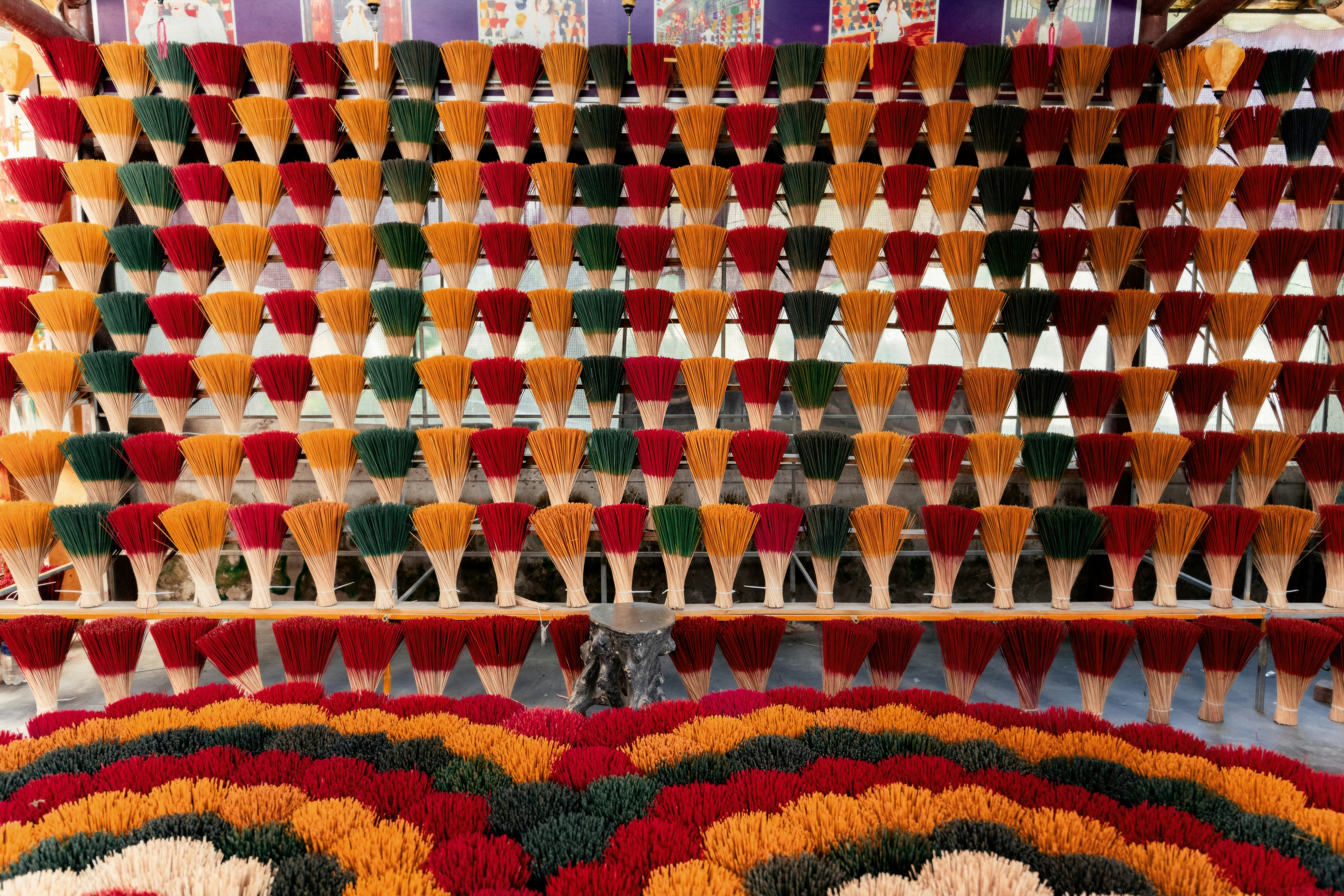 Colorful Dusk of Rugs: A Whorl of Pom-Poms and Coils