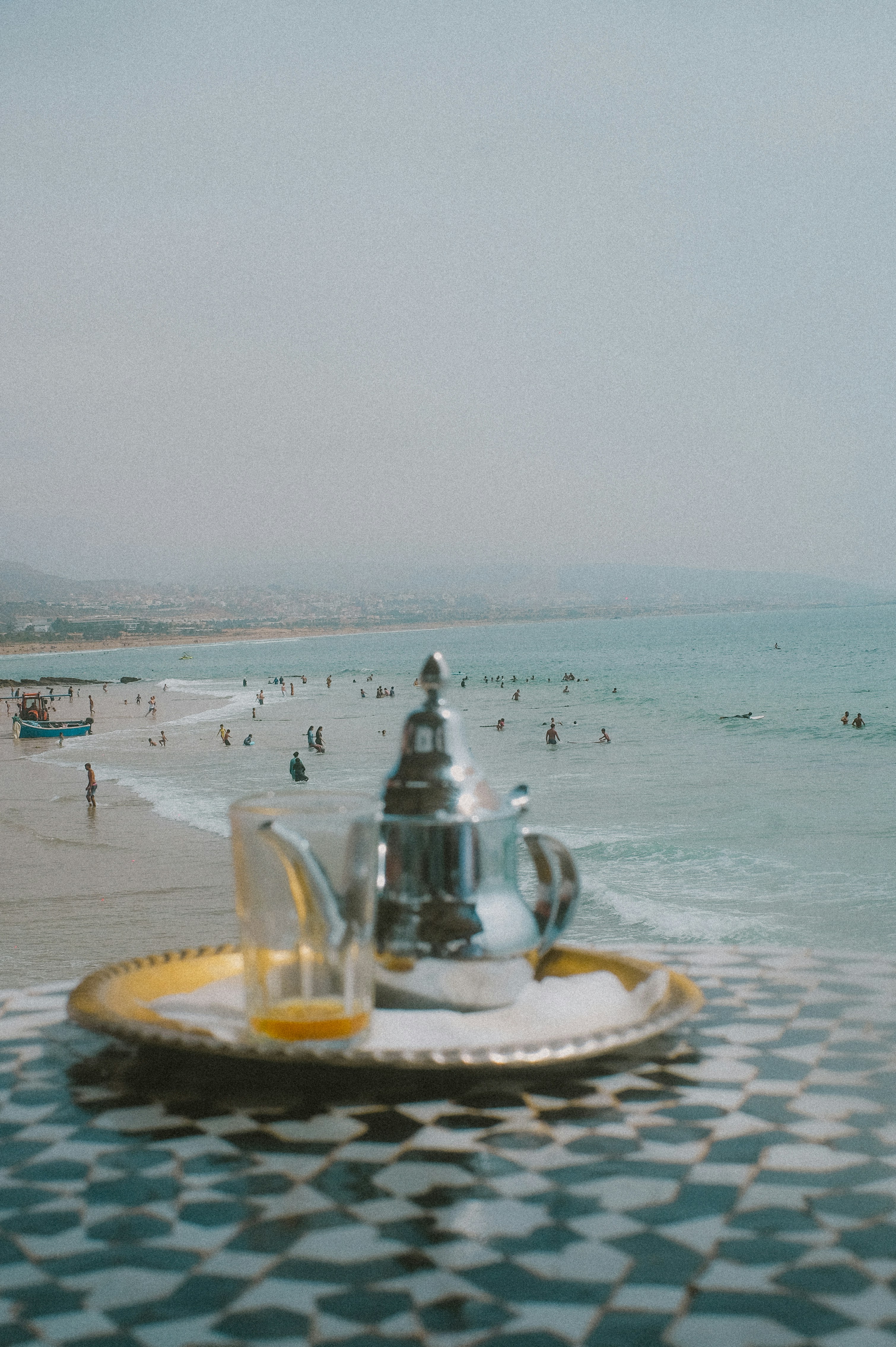 Tea on the Tides: Silver Samovar at the Beachside Table