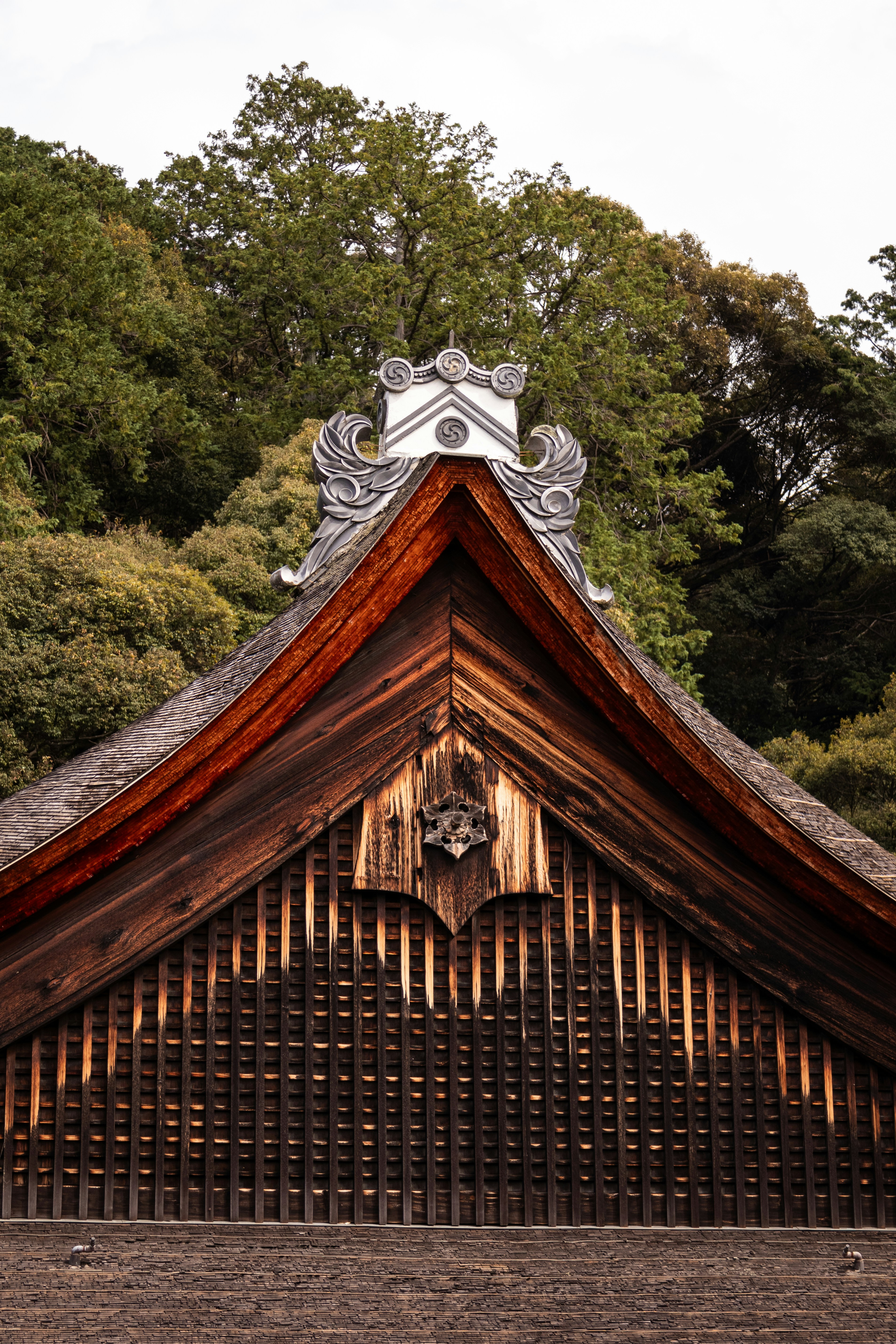 Symmetric Crest: The Rooftop Crown of a wooden temple
